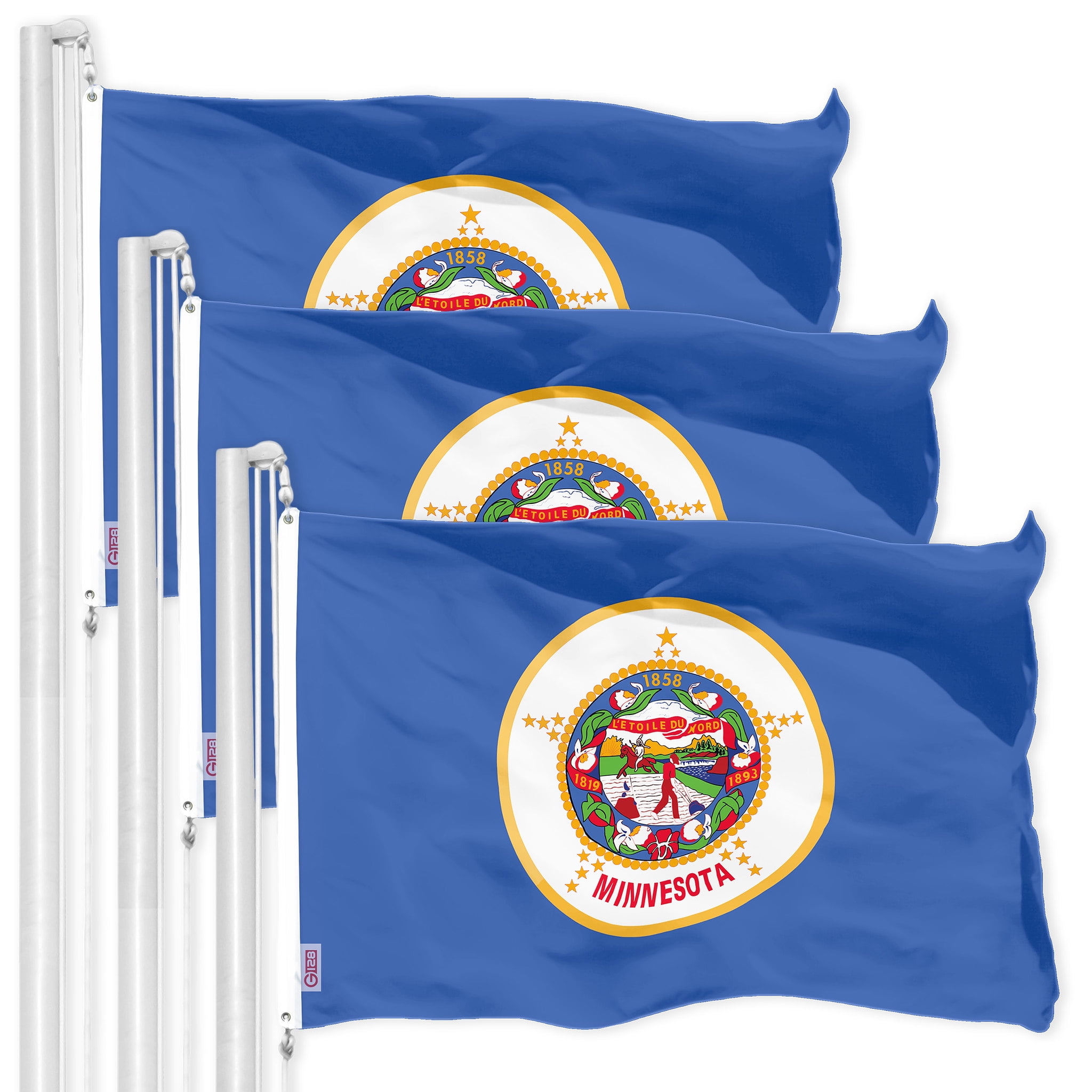 G128 3 Pack: Minnesota MN State Flag | 3x5 Ft | LiteWeave Pro Series ...
