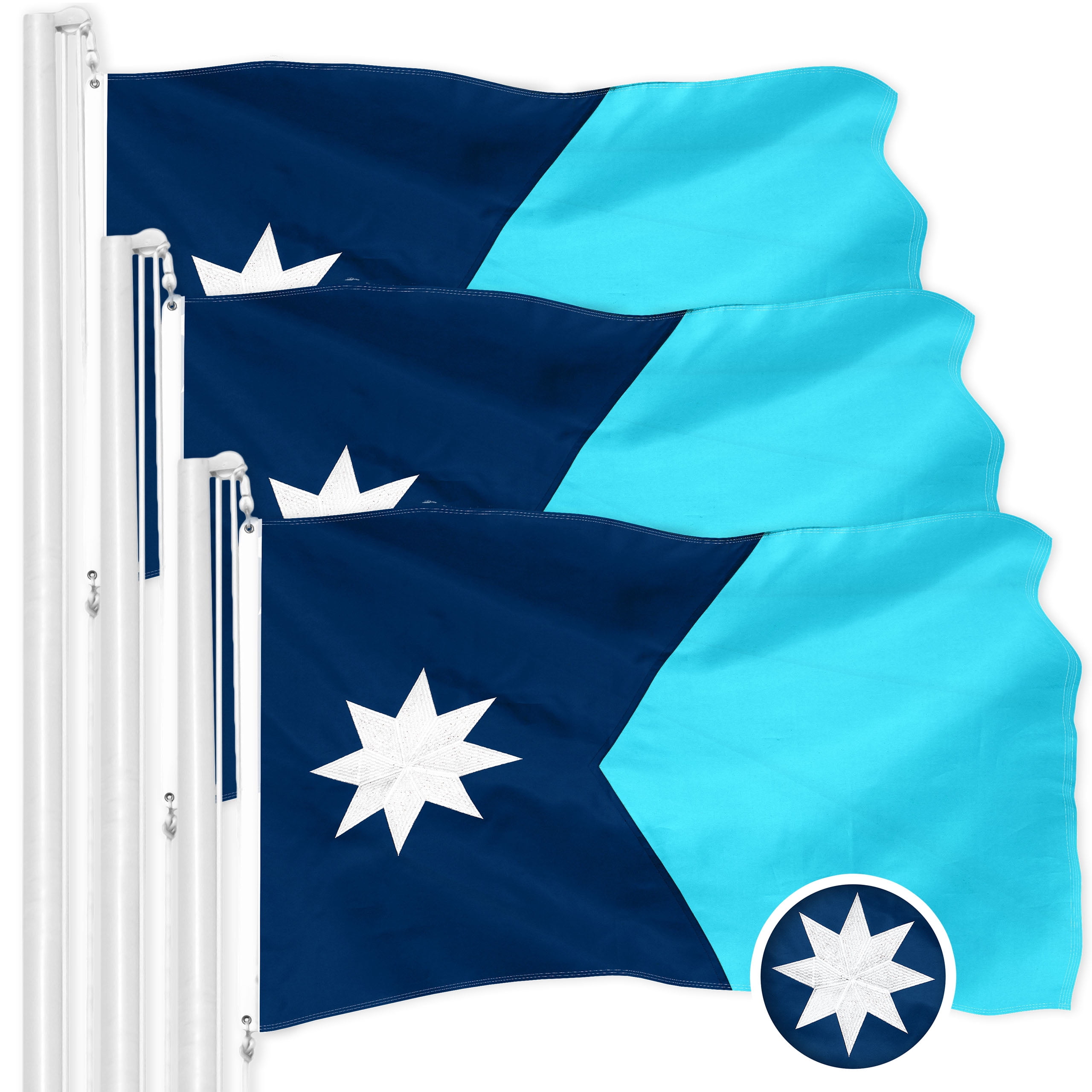 G128 3 Pack: Minnesota New Version MN State Flag | 3x5 Ft | ToughWeave ...