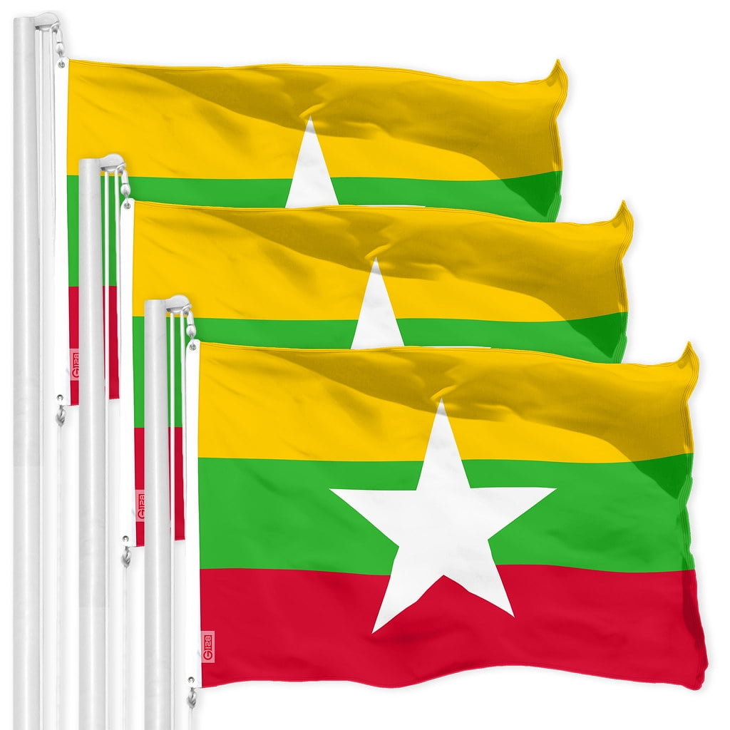 G128 3 Pack: Myanmar Burmese Flag | 3x5 Ft | LiteWeave Pro Series ...