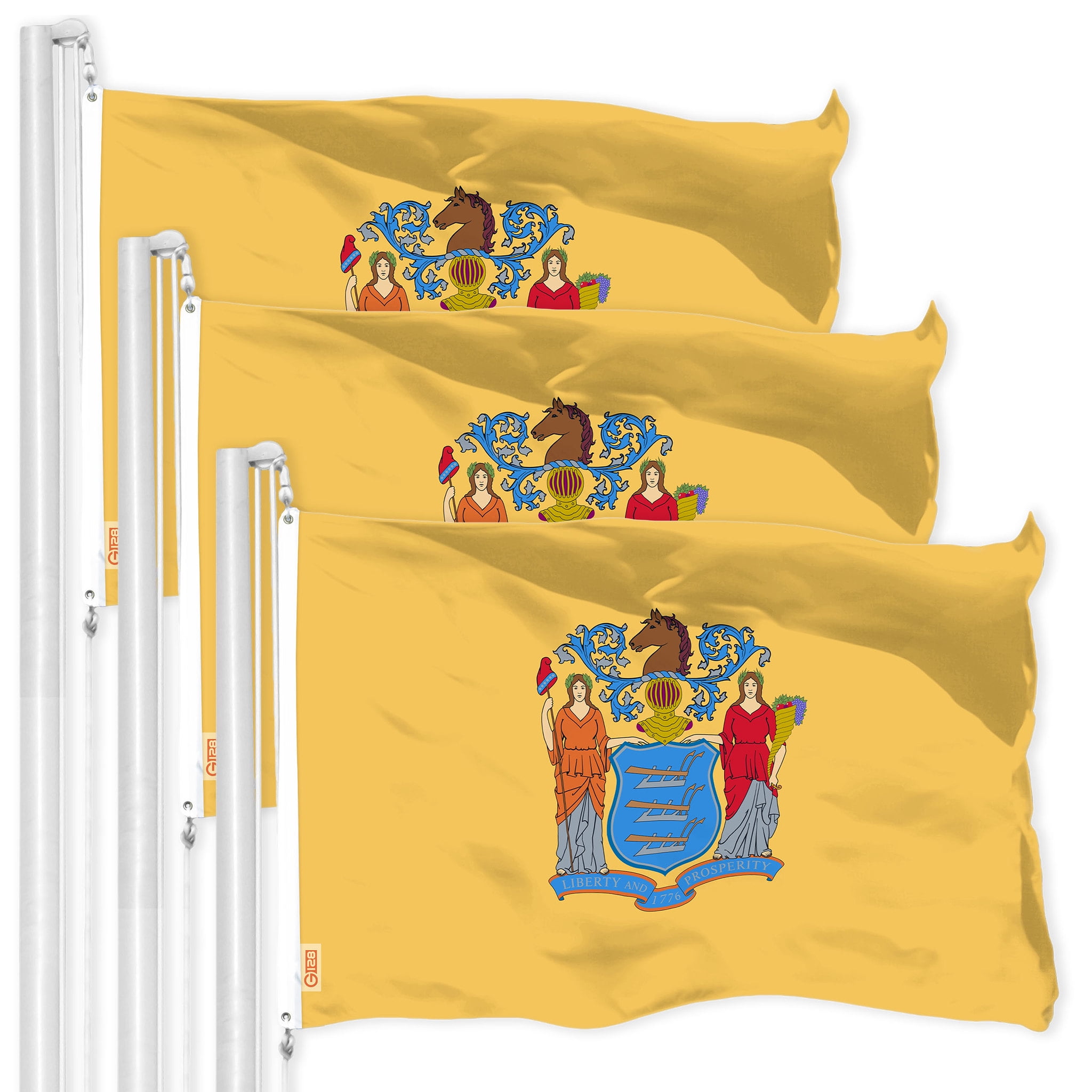 G128 3 Pack: New Jersey NJ State Flag | 3x5 Ft | LiteWeave Pro Series ...