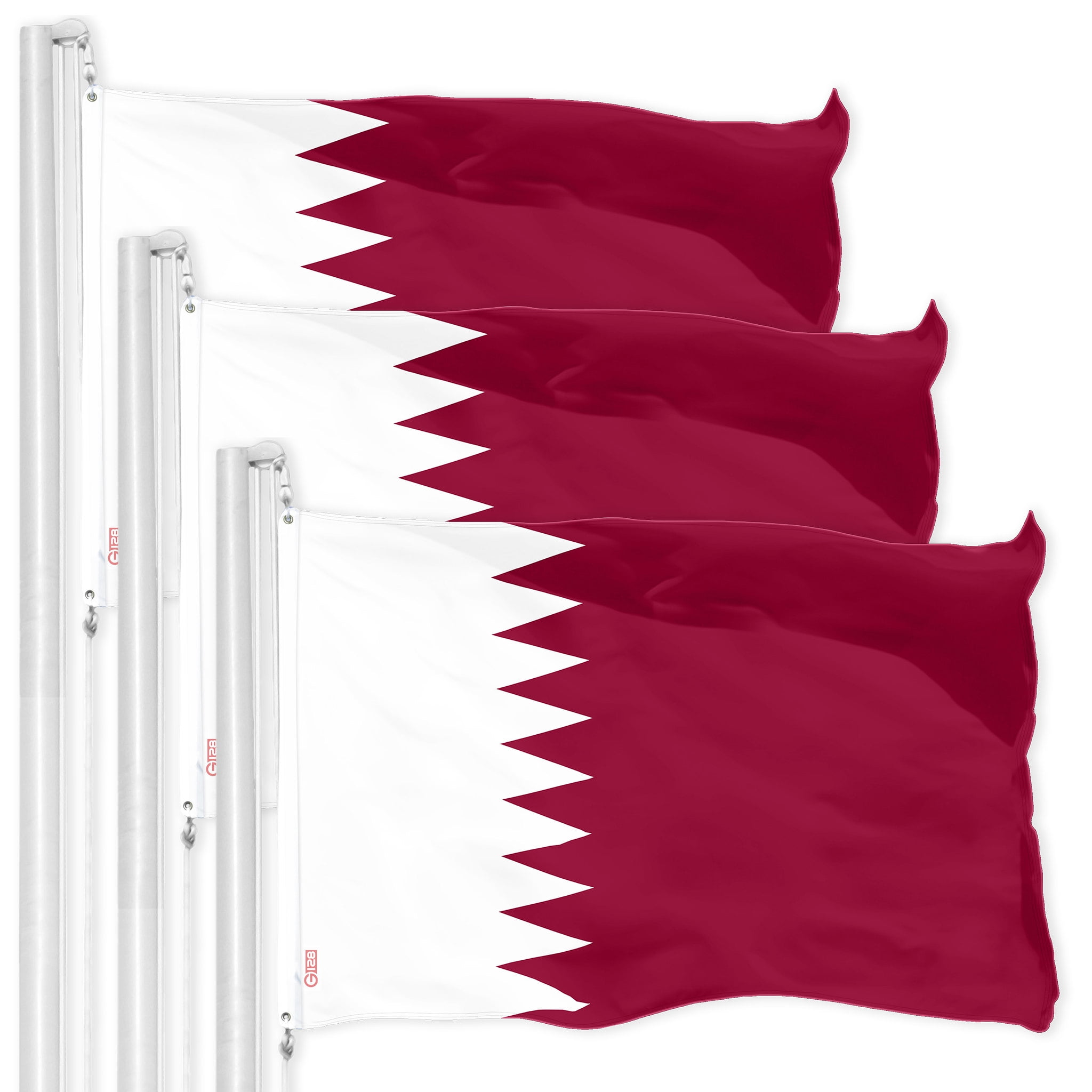 G128 3 Pack: Qatar Qatari Flag | 3x5 Ft | LiteWeave Pro Series Printed ...
