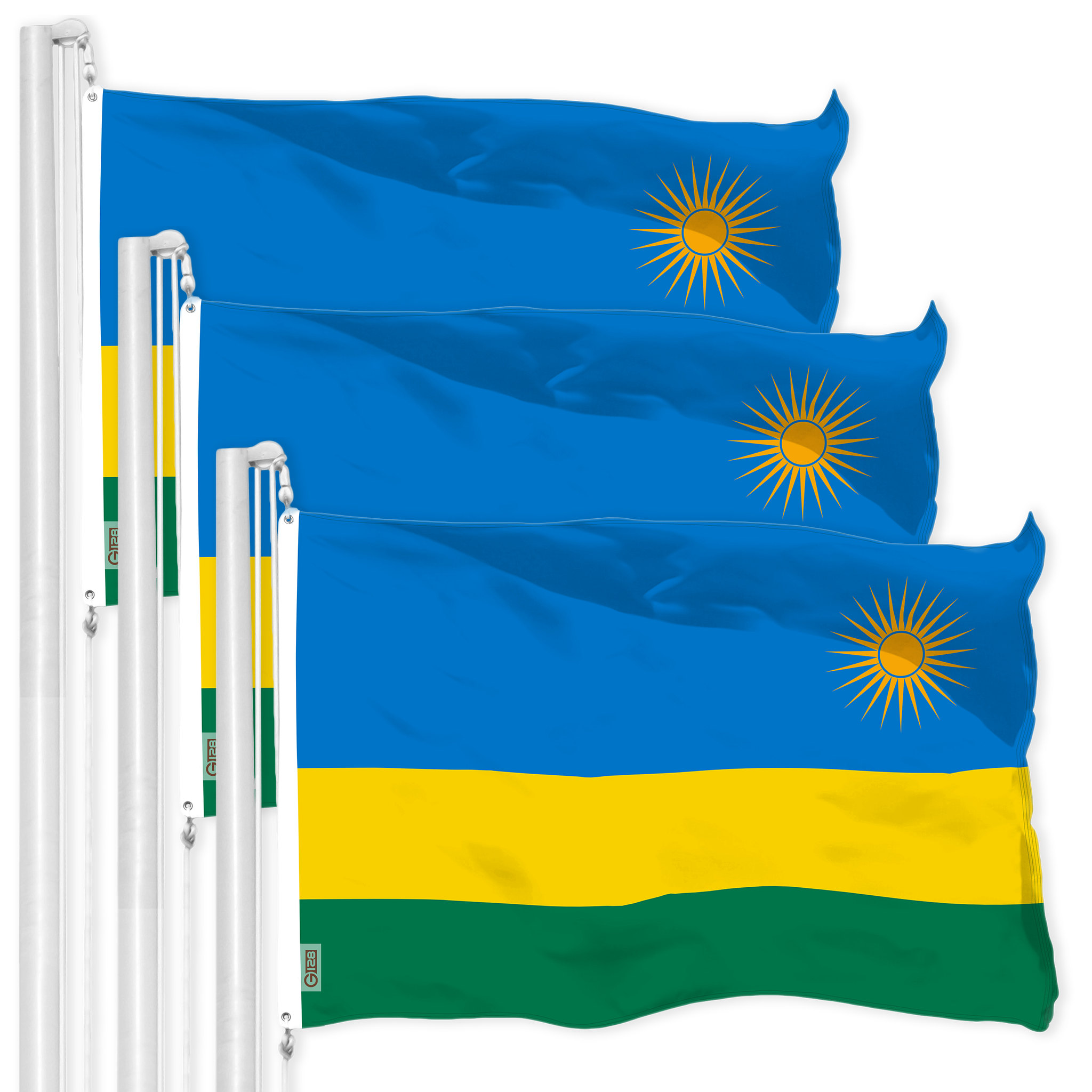 G128 3 Pack: Rwanda Rwandan Flag | 3x5 Ft | LiteWeave Pro Series ...