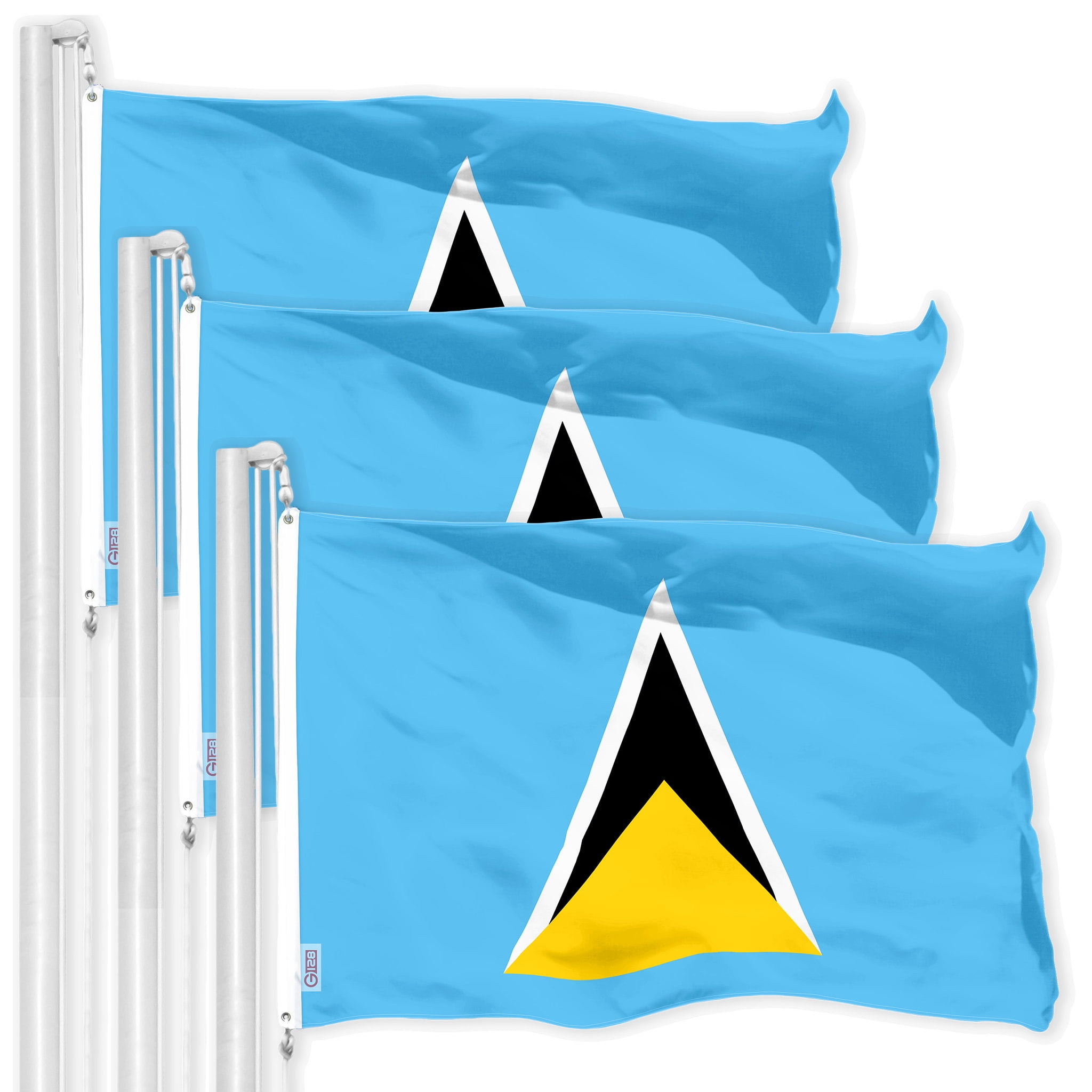 G128 3 Pack: Saint Lucia Saint Lucian Flag | 3x5 Ft | LiteWeave Pro ...