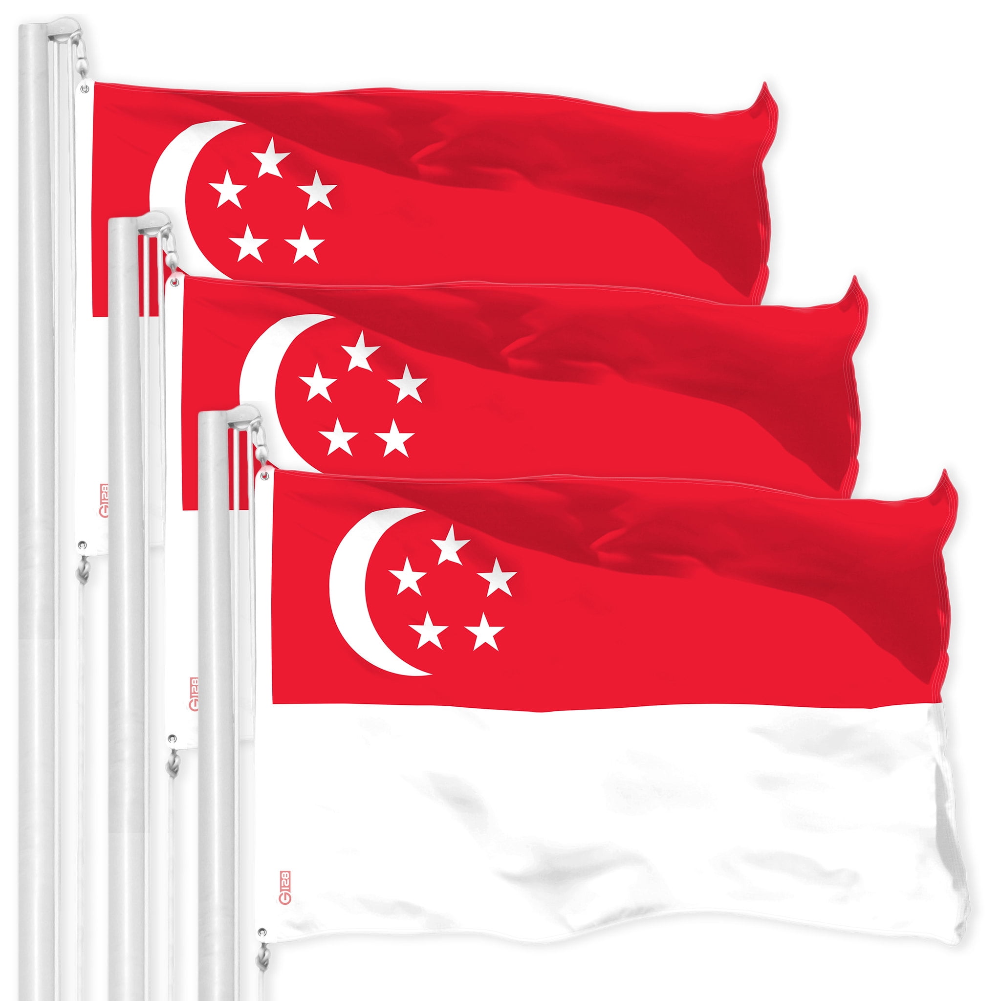 G128 3 Pack: Singapore Singaporean Flag | 3x5 Ft | LiteWeave Pro Series ...