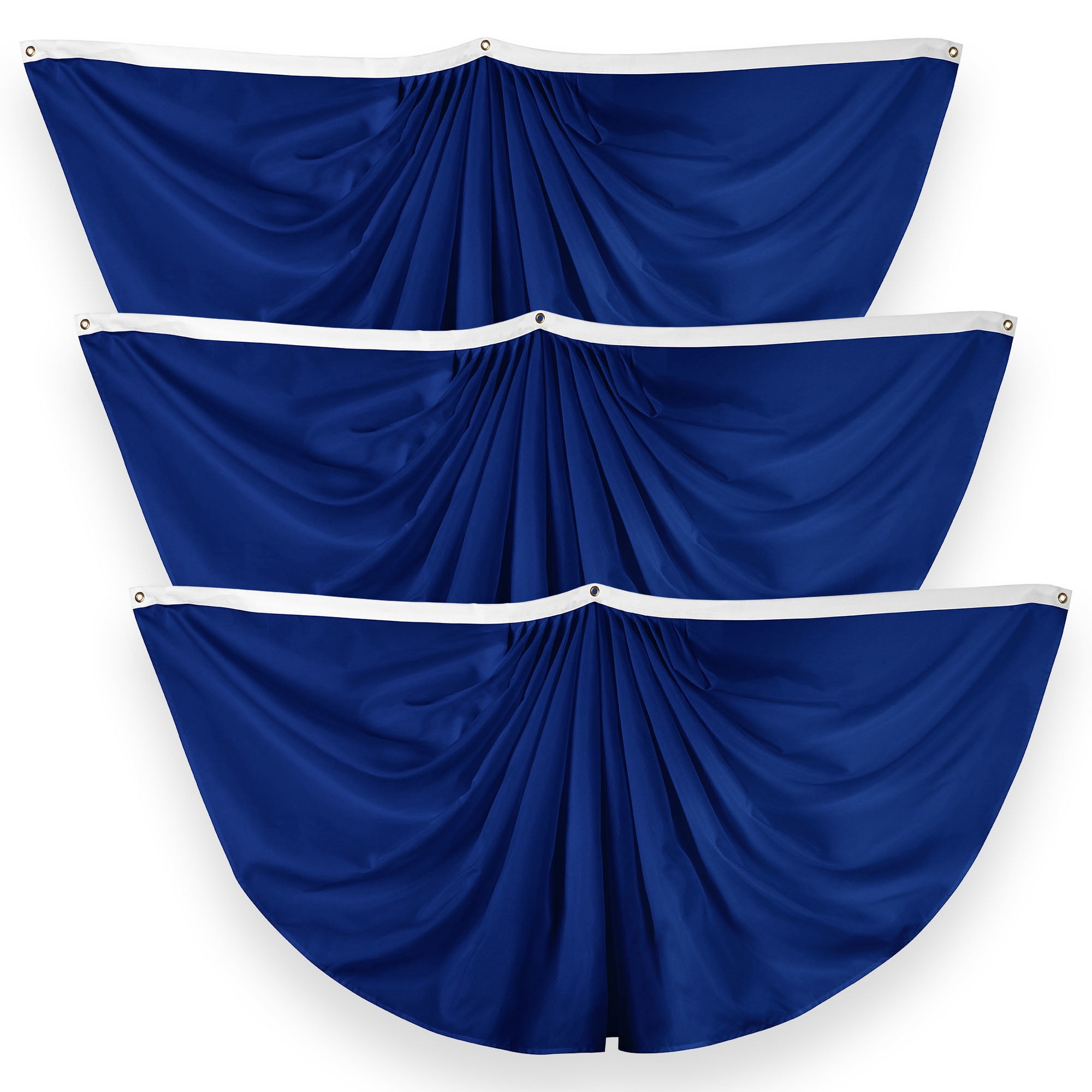 G128 3 Pack: Solid Blue Color Pleated Fan Flag | 3x6 Ft | Printed 150D ...
