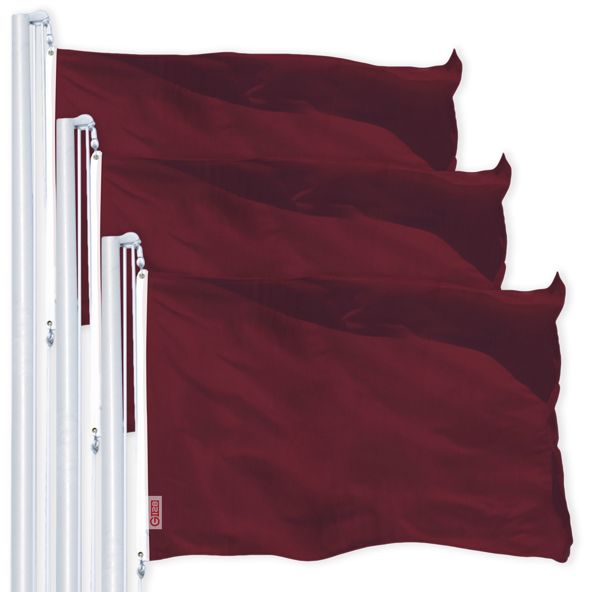 G128 3 Pack: Solid Burgundy Color Flag | 2.5x4 Ft | LiteWeave Pro ...