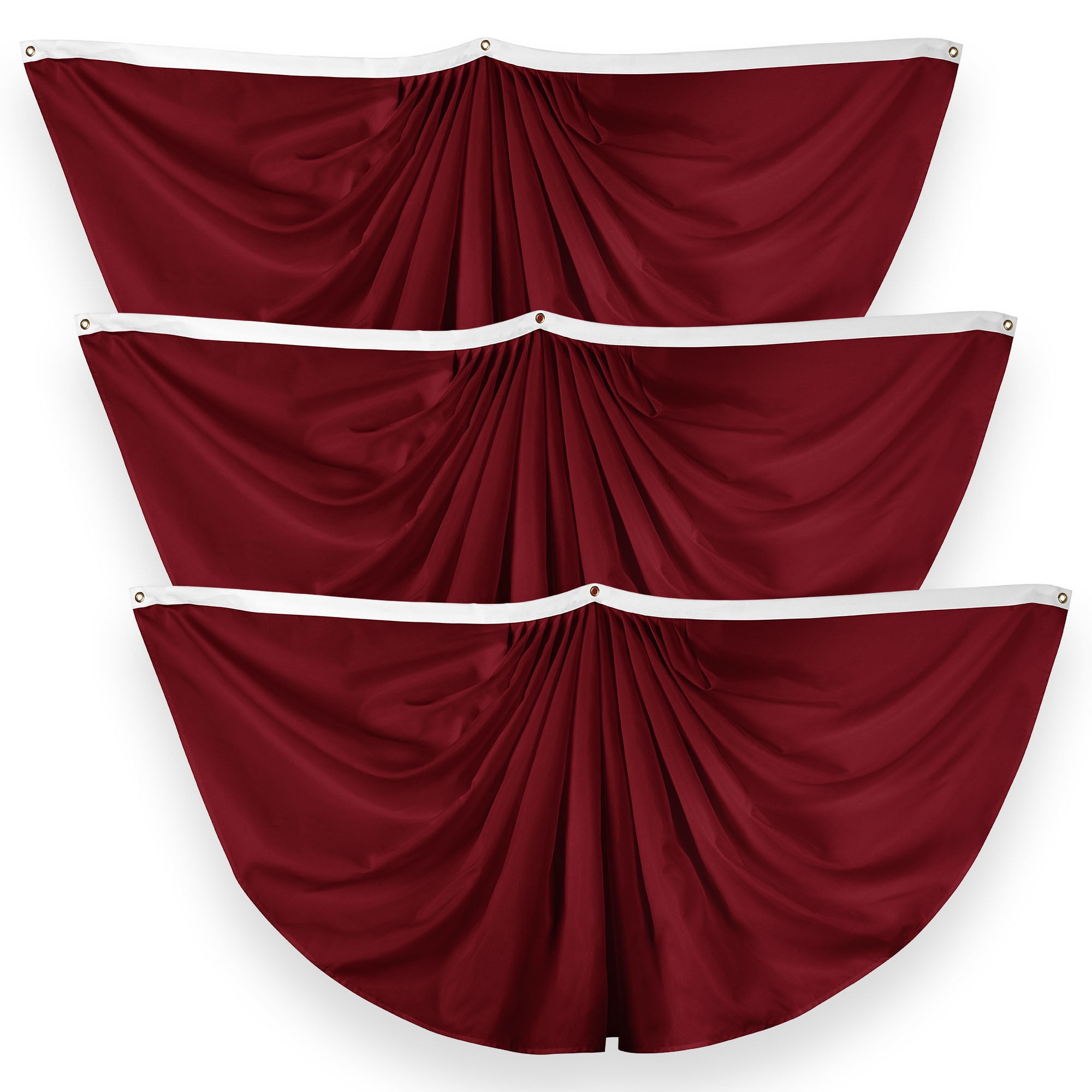 G128 3 Pack: Solid Burgundy Color Pleated Fan Flag | 3x6 Ft | Printed ...