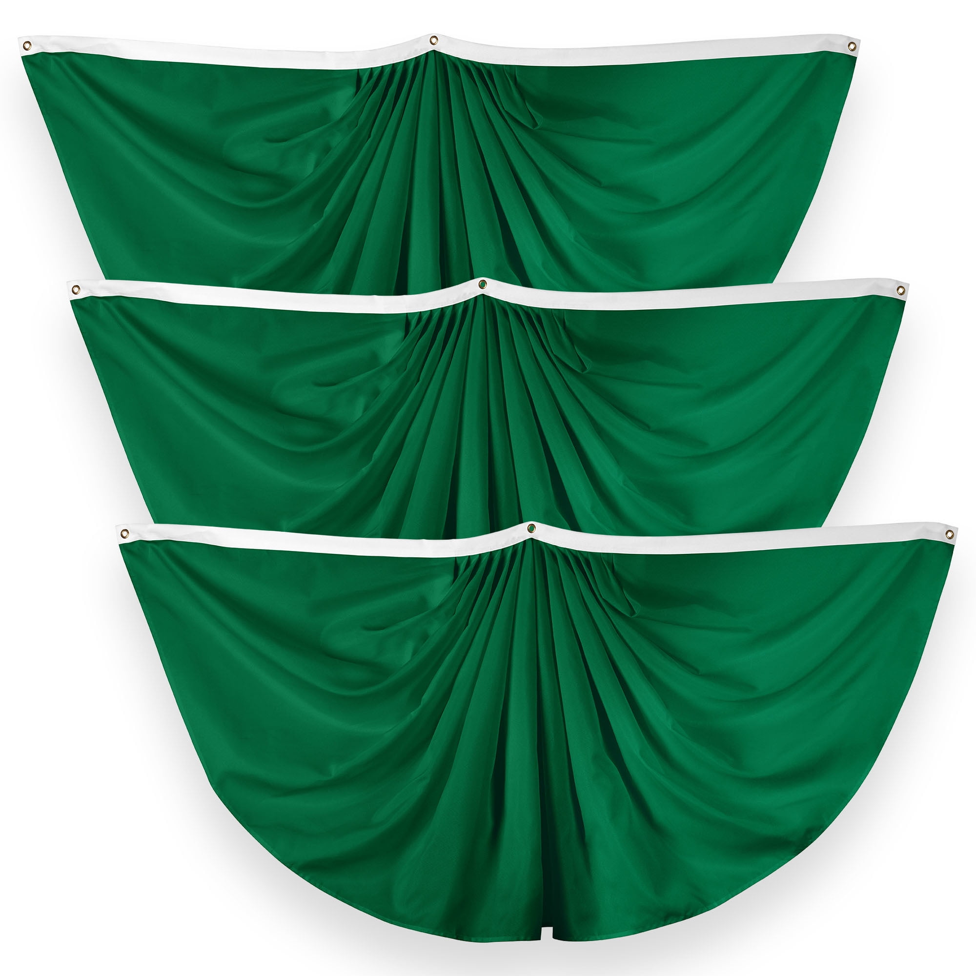 G128 3 Pack: Solid Dark Green Color Pleated Fan Flag | 3x6 Ft | Printed ...