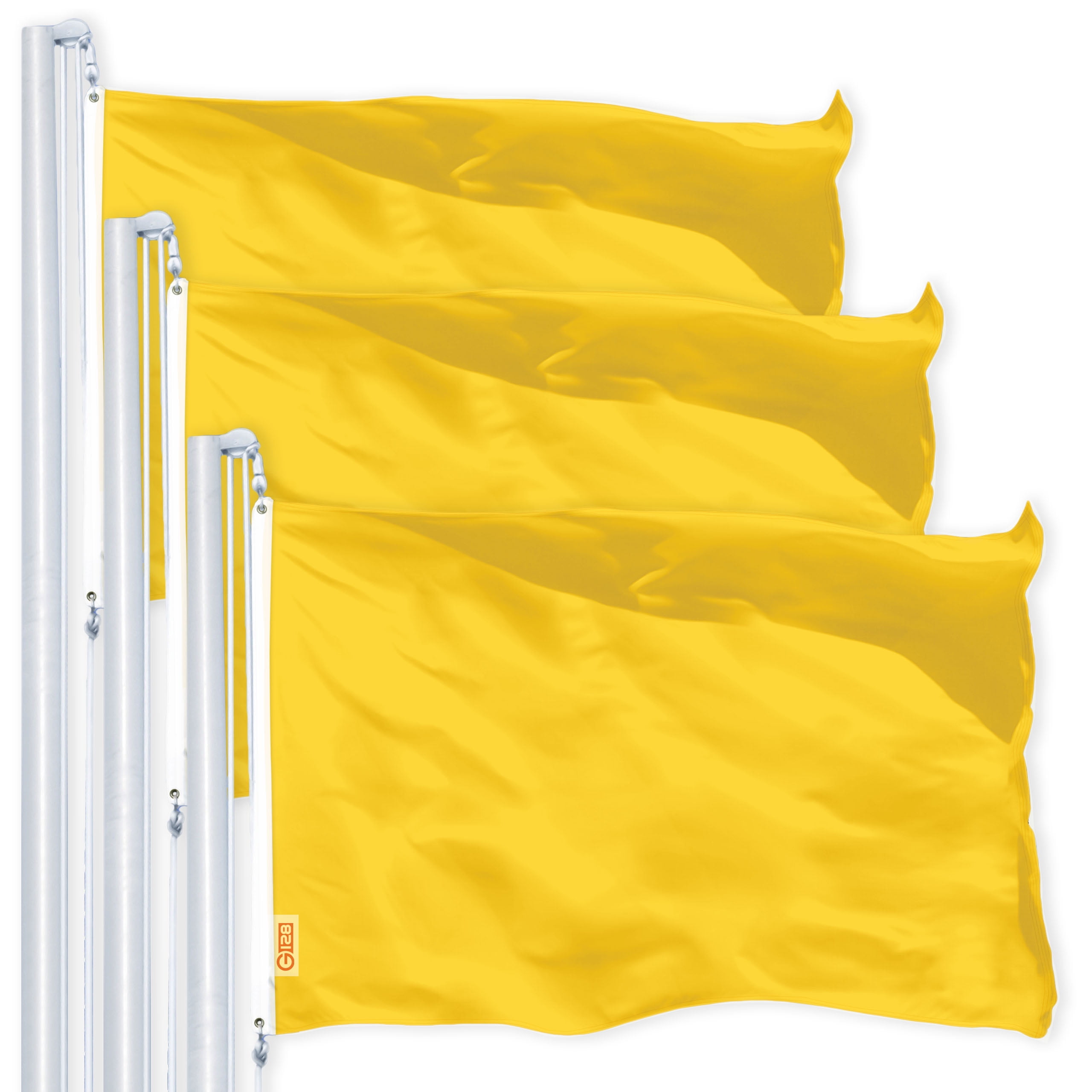 G128 3 Pack: Solid Golden Yellow Color Flag | 4x6 Ft | LiteWeave Pro ...