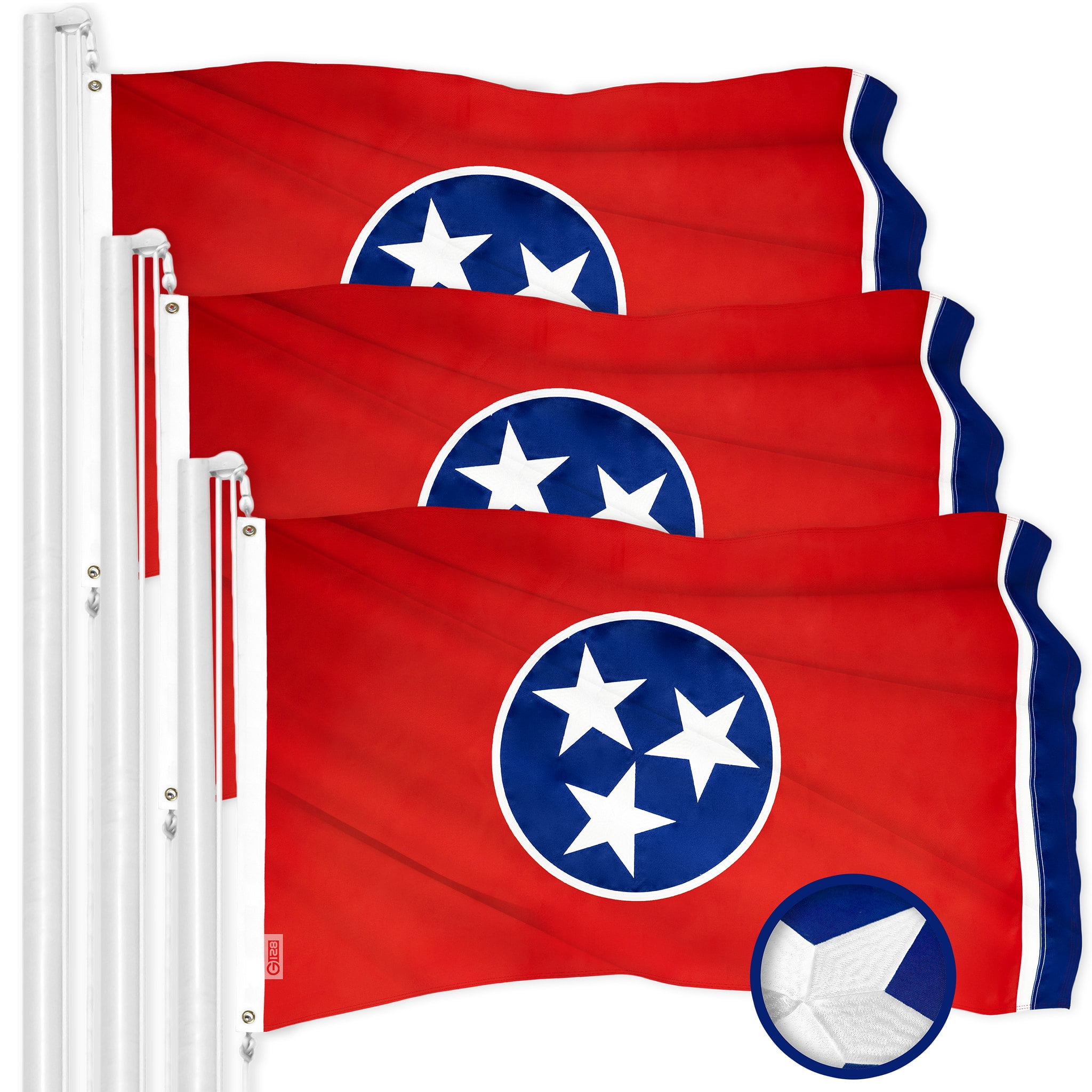 G128 3 Pack: Tennessee TN State Flag | 1x1.5 Ft | ToughWeave Series ...