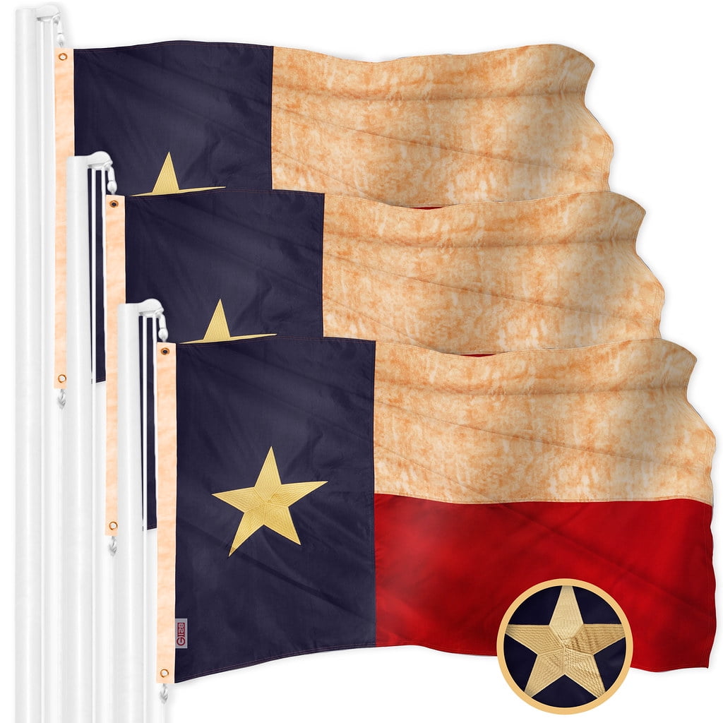 G128 3 Pack: Texas Tea-Stained Flag | 2.5x4 Ft | ToughWeave Pro Series ...