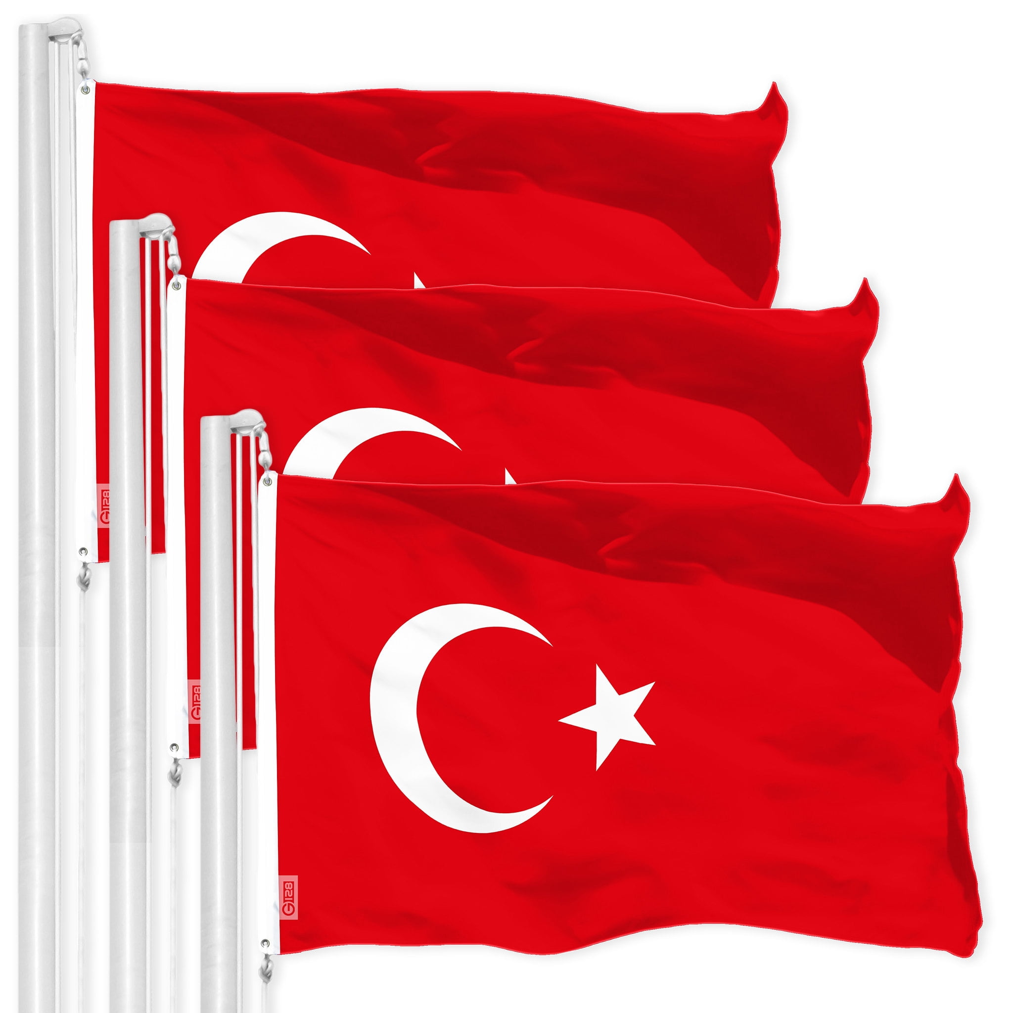 G128 3 Pack: Turkey Turkish Flag | 3x5 Ft | LiteWeave Pro Series ...