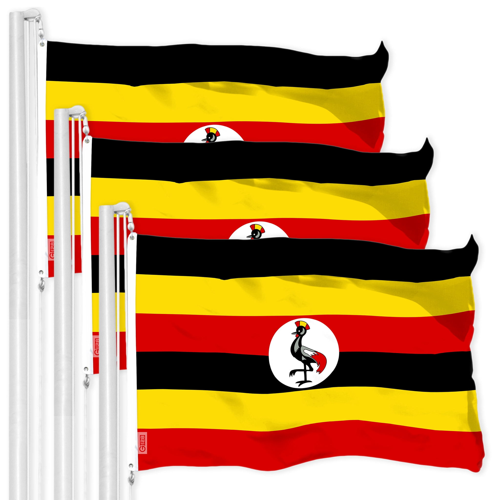 G128 3 Pack: Uganda Ugandan Flag | 3x5 Ft | LiteWeave Pro Series ...