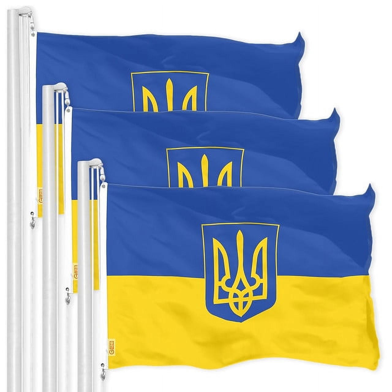 G128 3 Pack: Ukraine Ukrainian Coat of Arms Flag | 2x3 Ft | LiteWeave ...