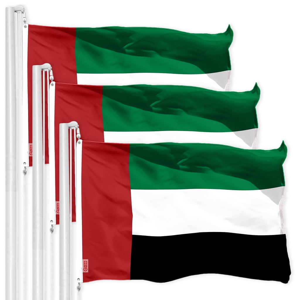 G128 3 Pack: United Arab Emirates Emirati Flag | 3x5 Ft | Printed 150D ...