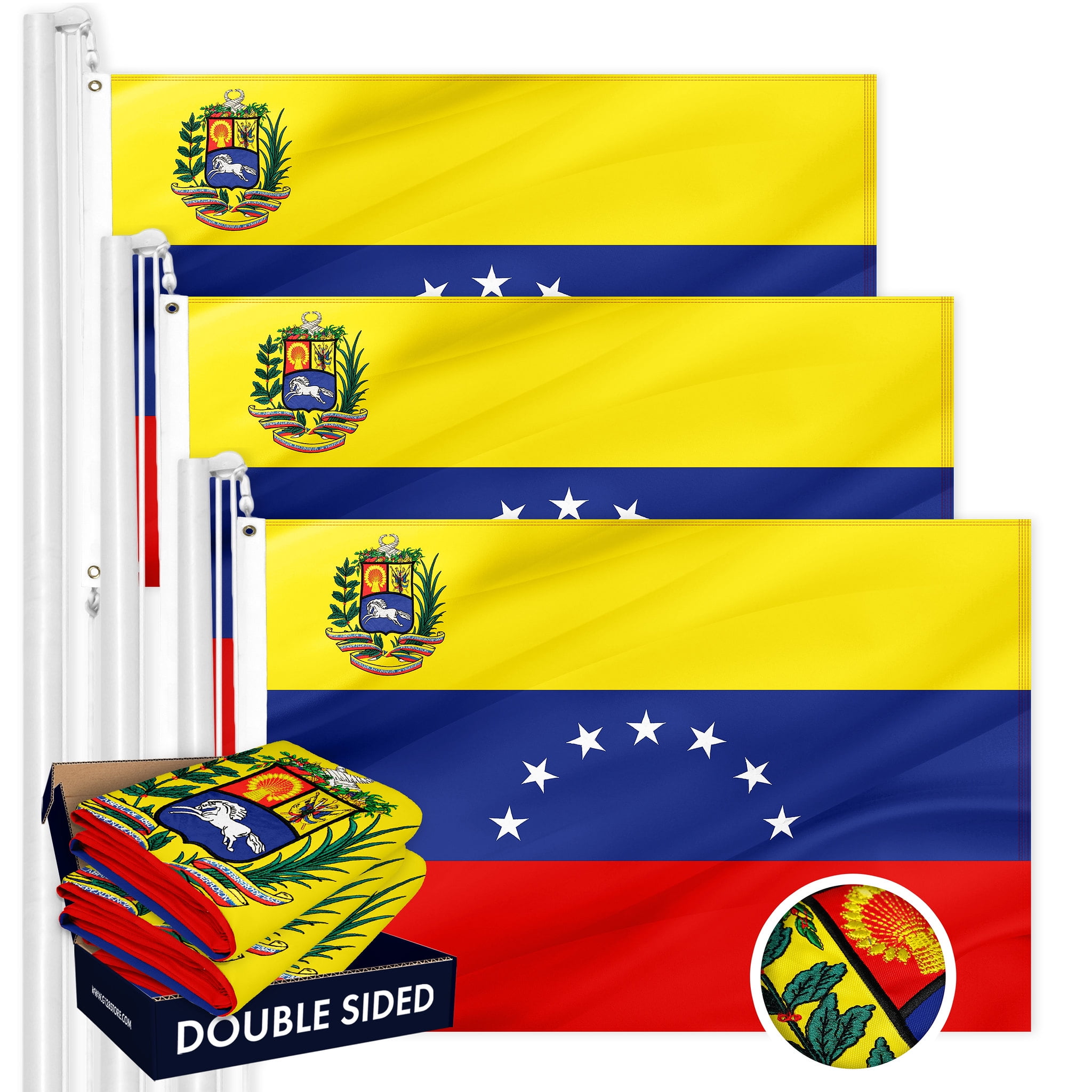 G128 3 Pack: Venezuela 7 Stars Venezuelan Flag | 4x6 Ft | Double ...