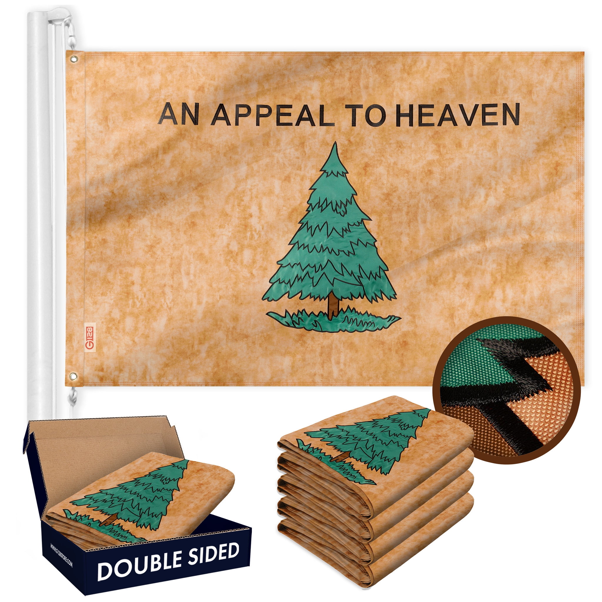 G128 5 Pack: An Appeal to Heaven Tea-Stained Flag | 3x5 Ft | Double ...