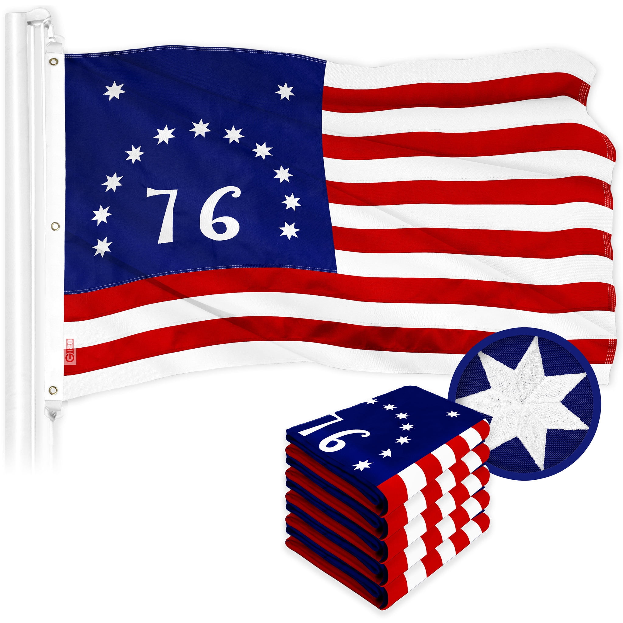 G128 5 Pack: Bennington 76 Flag | 5x8 Ft | ToughWeave Series ...