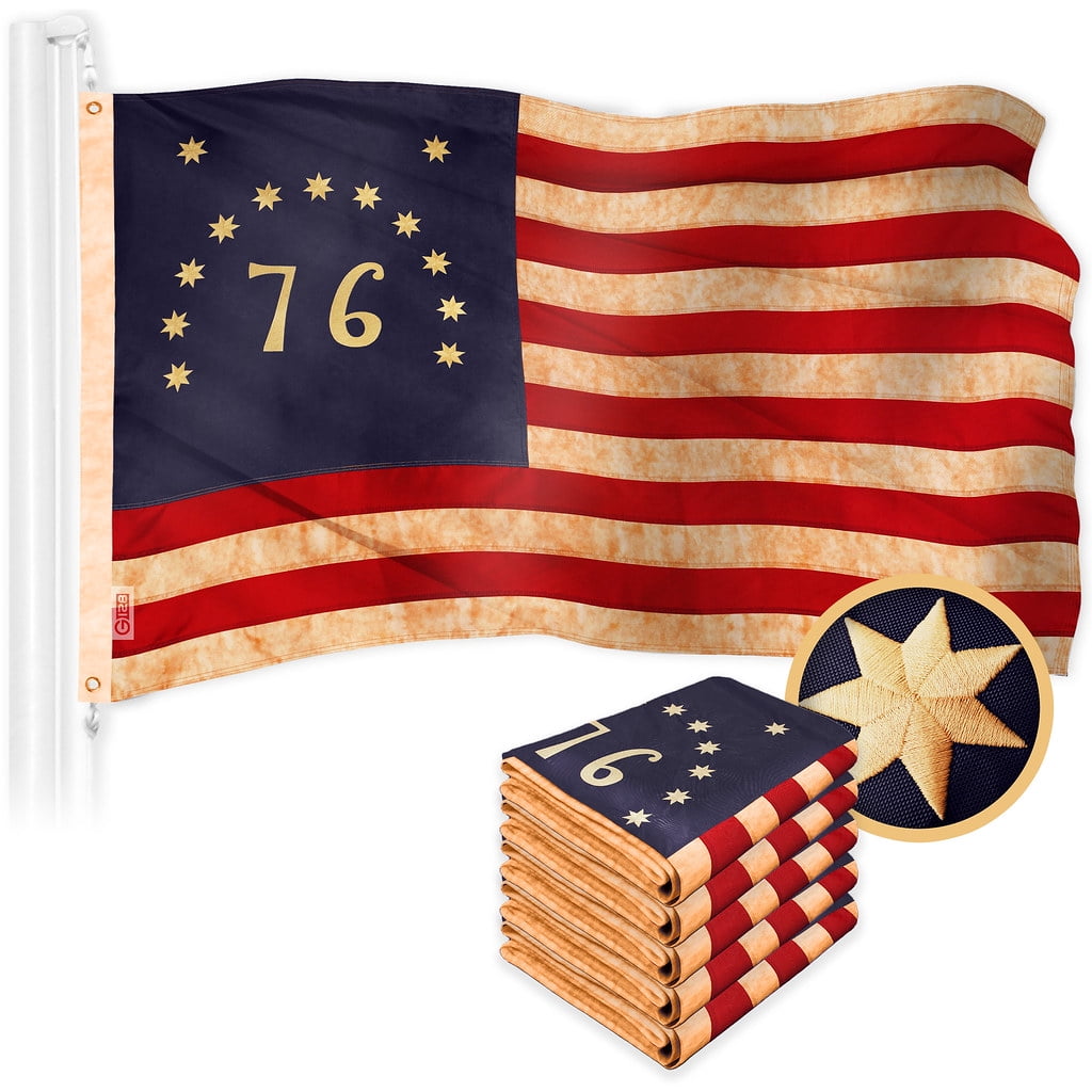 G128 5 Pack: Bennington 76 Tea-Stained Flag | 2.5x4 Ft | ToughWeave Pro ...