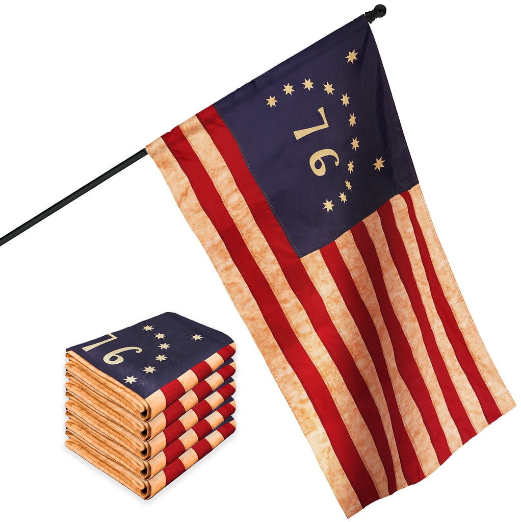 G128 5 Pack: Bennington 76 Tea-Stained Flag | 2.5x4 Ft | ToughWeave Pro ...