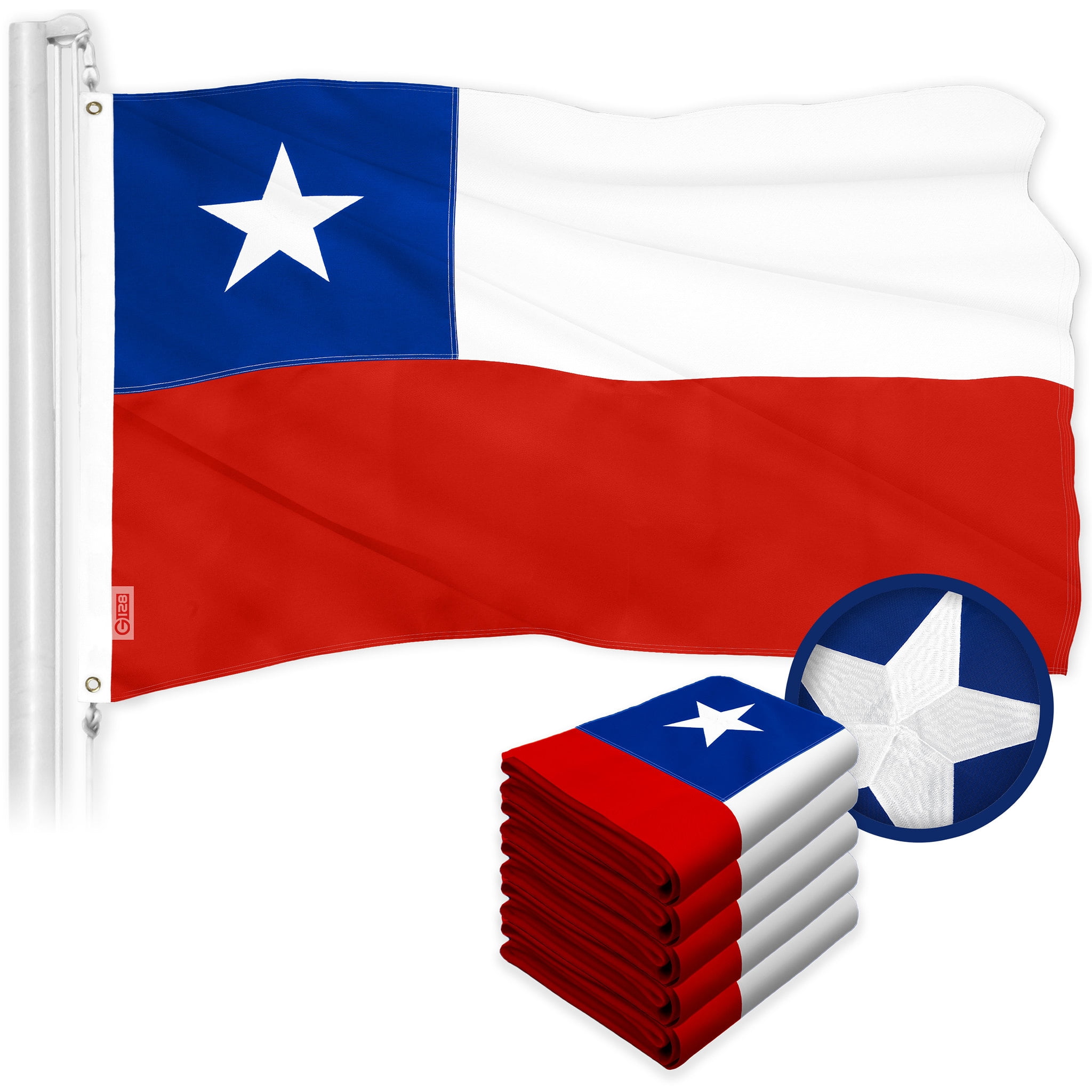 G128 5 Pack: Chile Chilean Flag | 3x5 Ft | ToughWeave Series ...