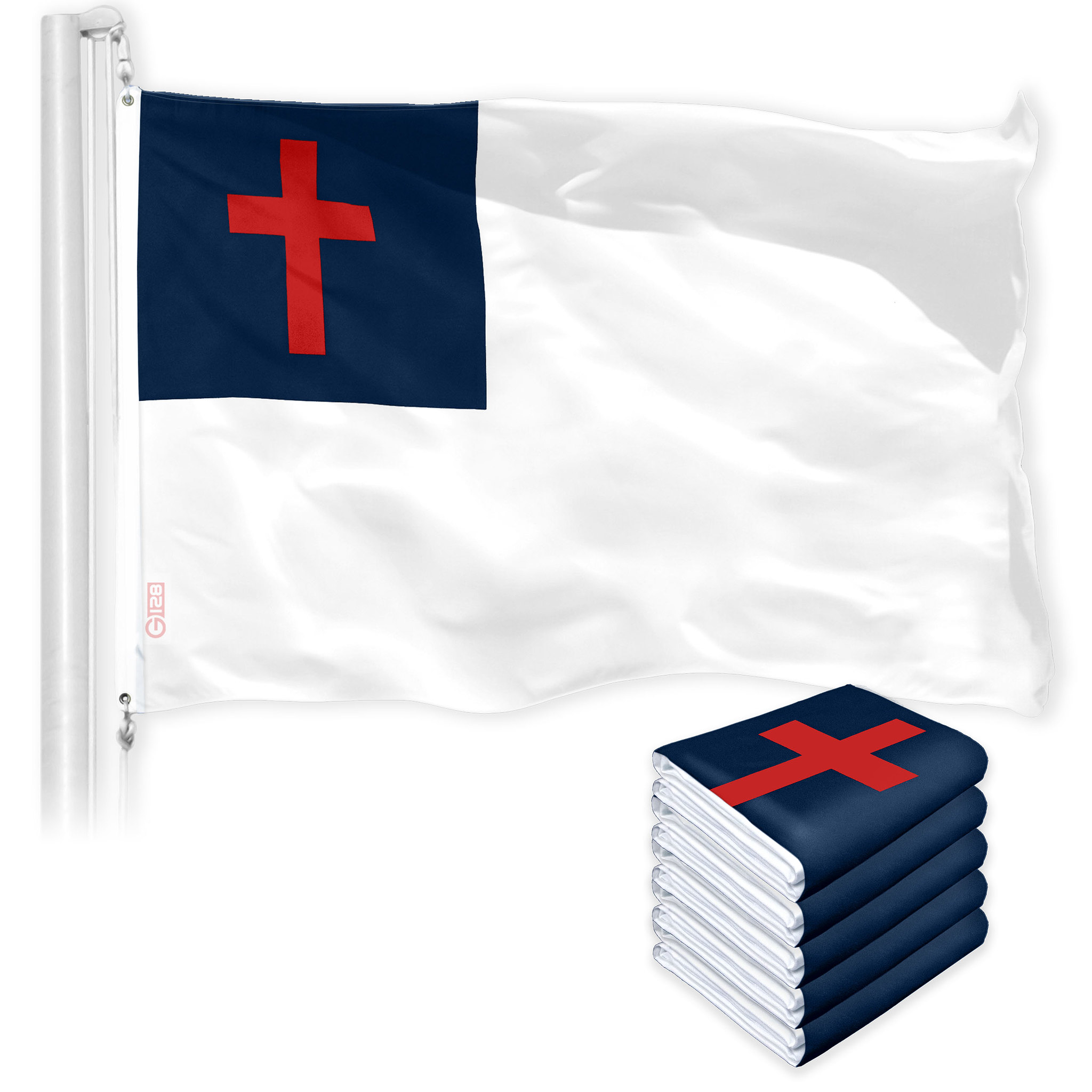 G128 5 Pack: Christian Flag | 4x6 Ft | LiteWeave Pro Series Printed ...
