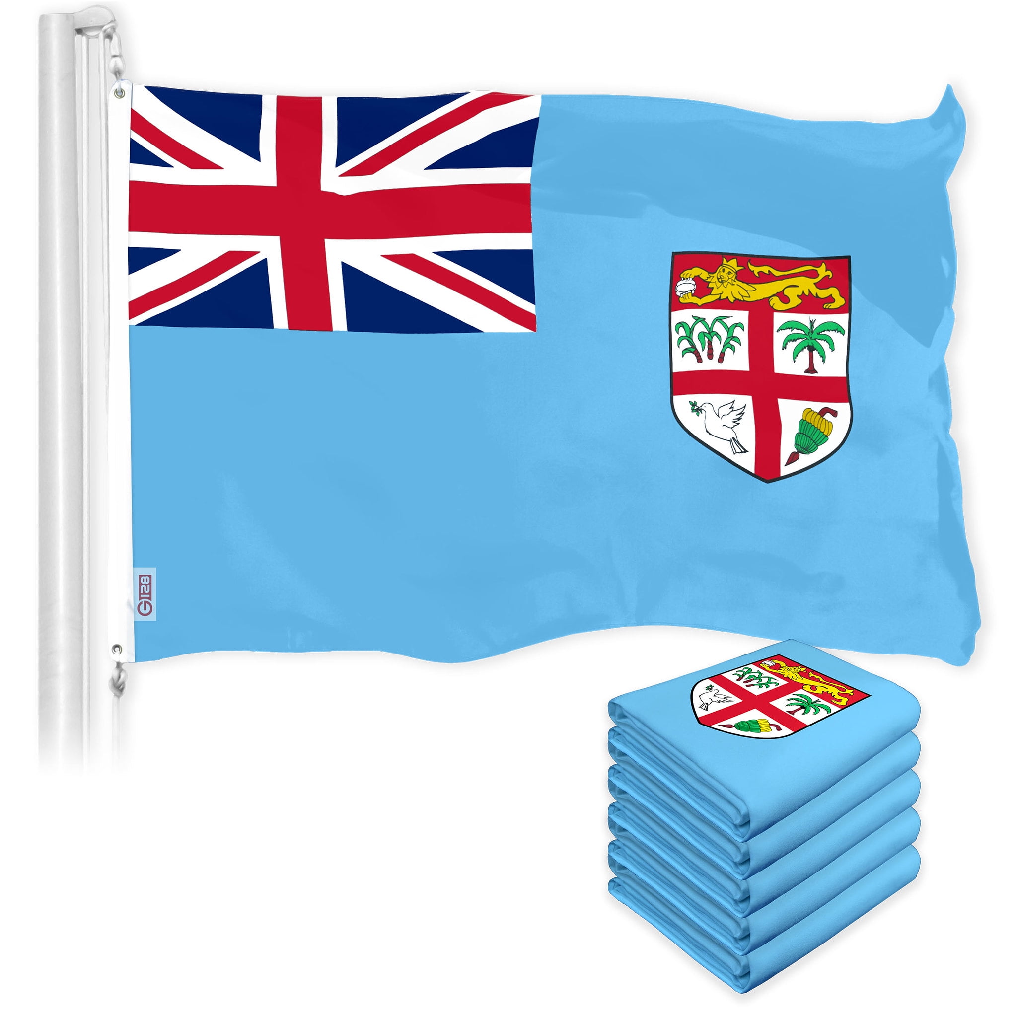 G128 5 Pack: Fiji Fijian Flag | 3x5 Ft | LiteWeave Pro Series Printed ...