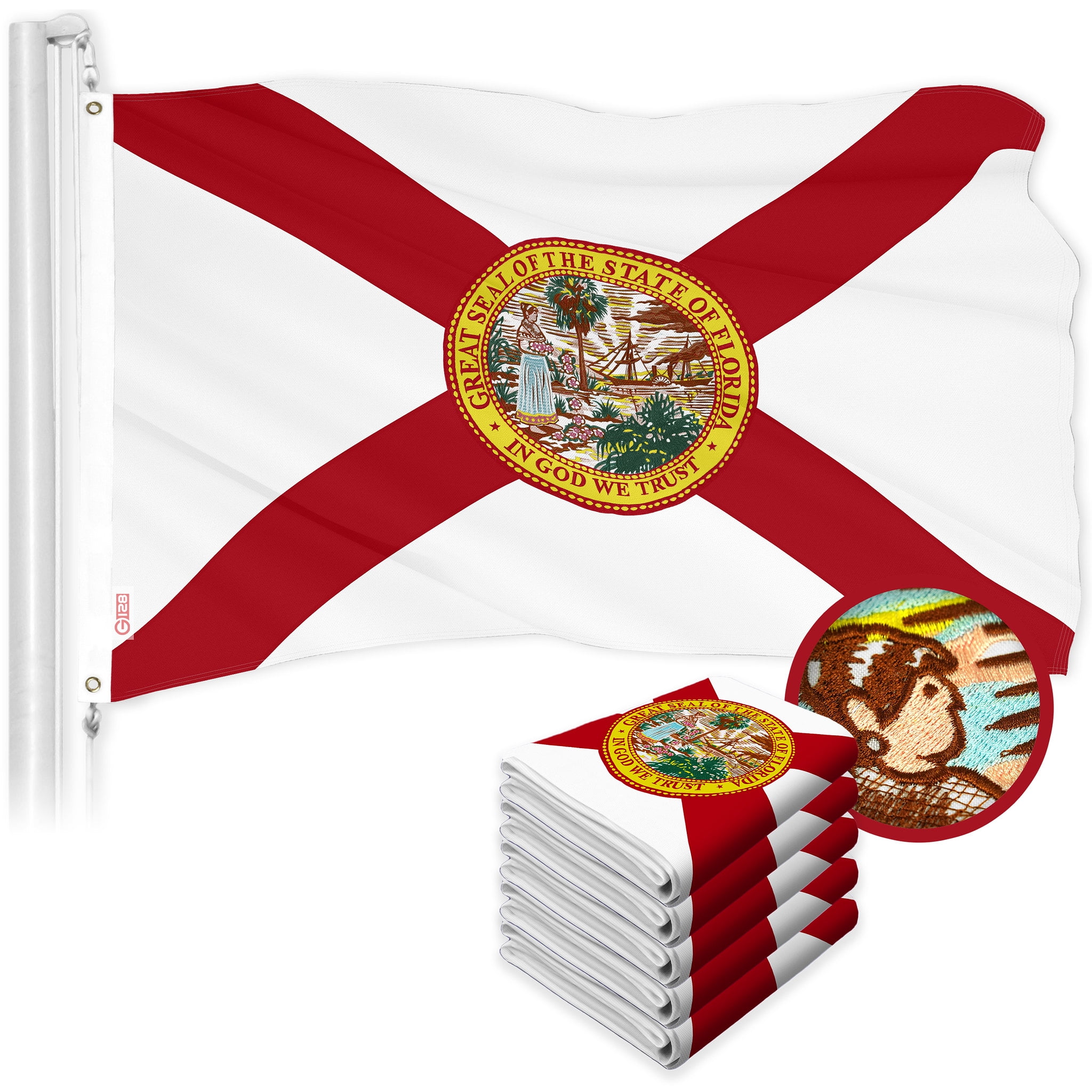 G128 5 Pack: Florida FL State Flag | 3x5 Ft | ToughWeave Series ...