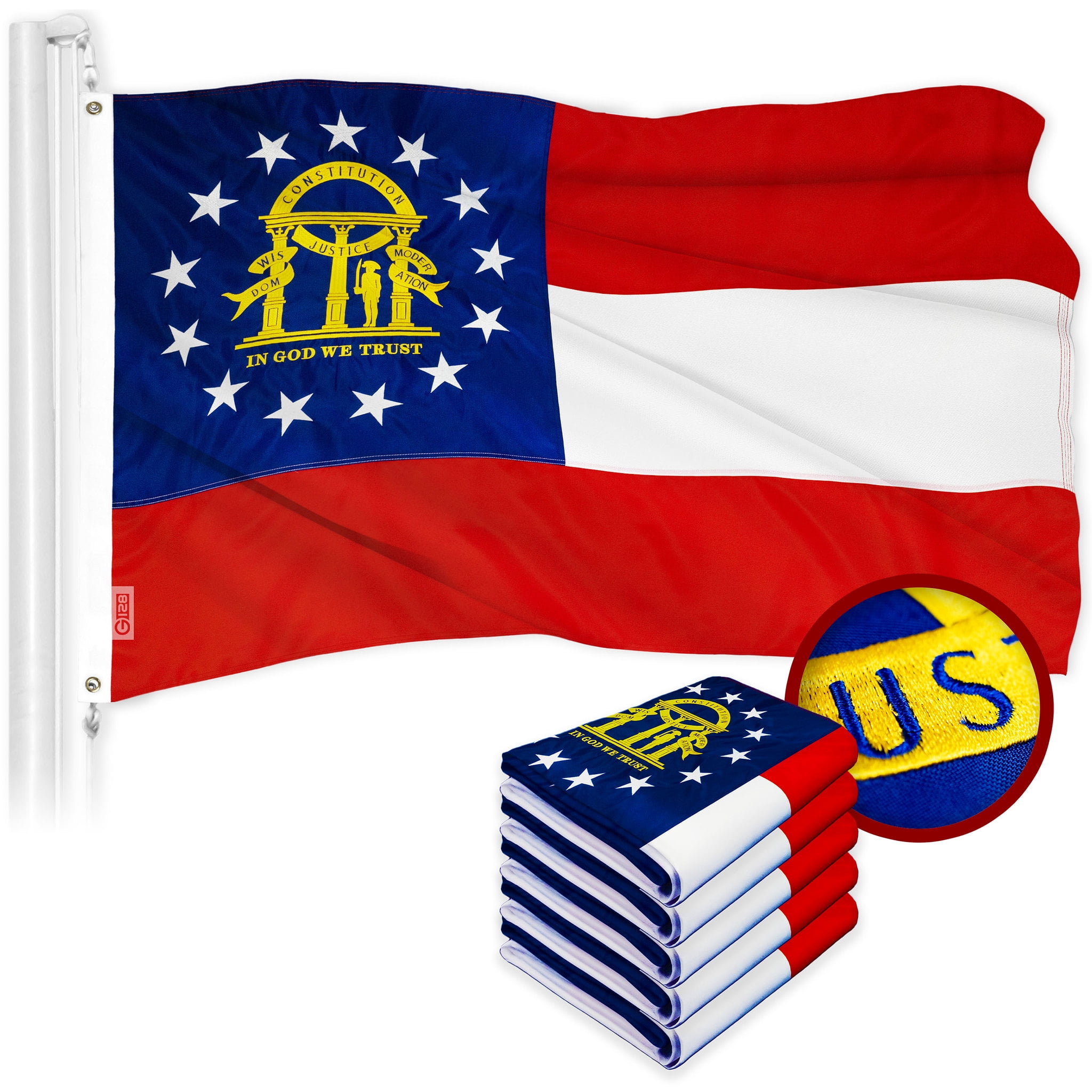 G128 5 Pack: Georgia GA State Flag | 2x3 Ft | ToughWeave Series ...