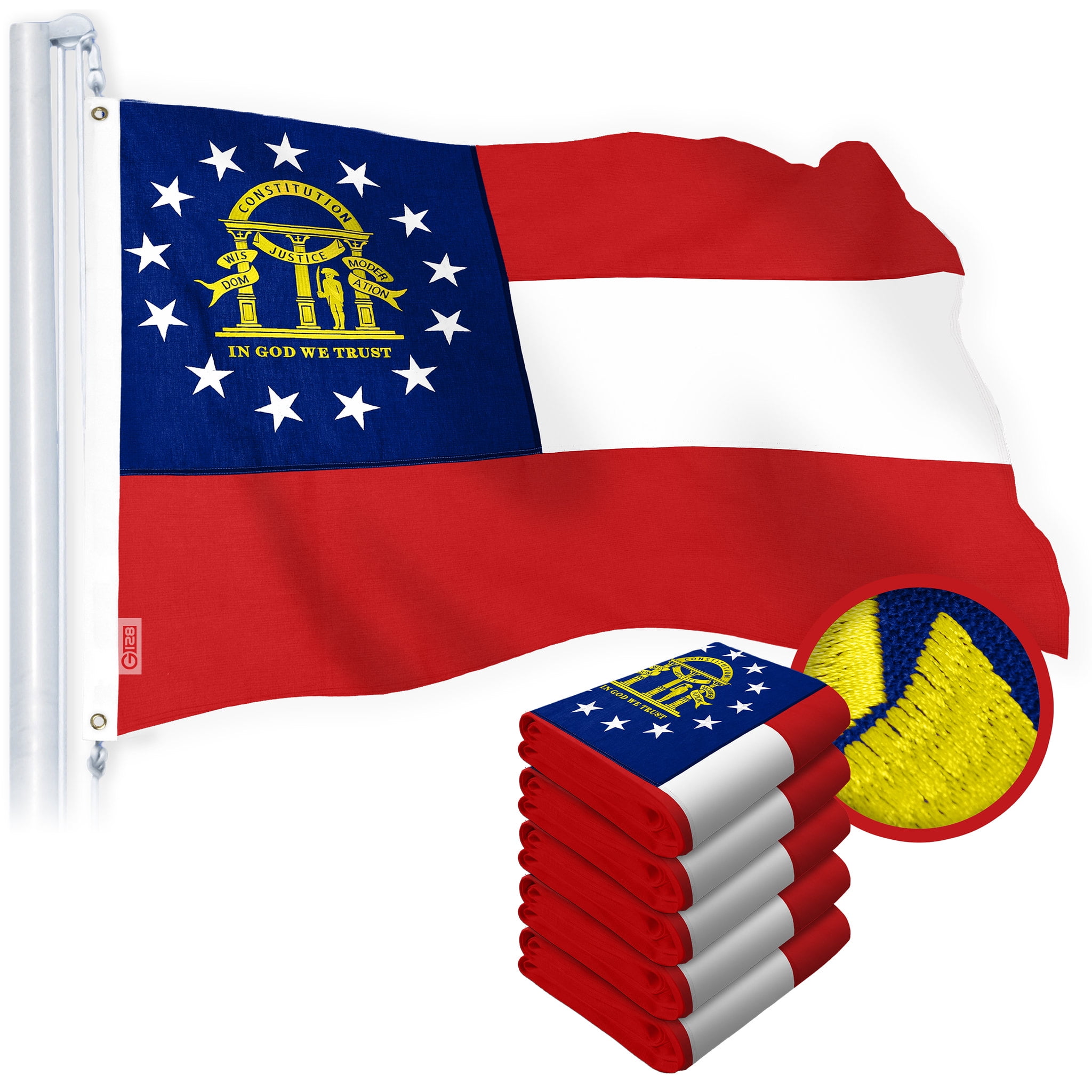 G128 5 Pack: Georgia GA State Flag | 3x5 Ft | StormFlyer Series ...