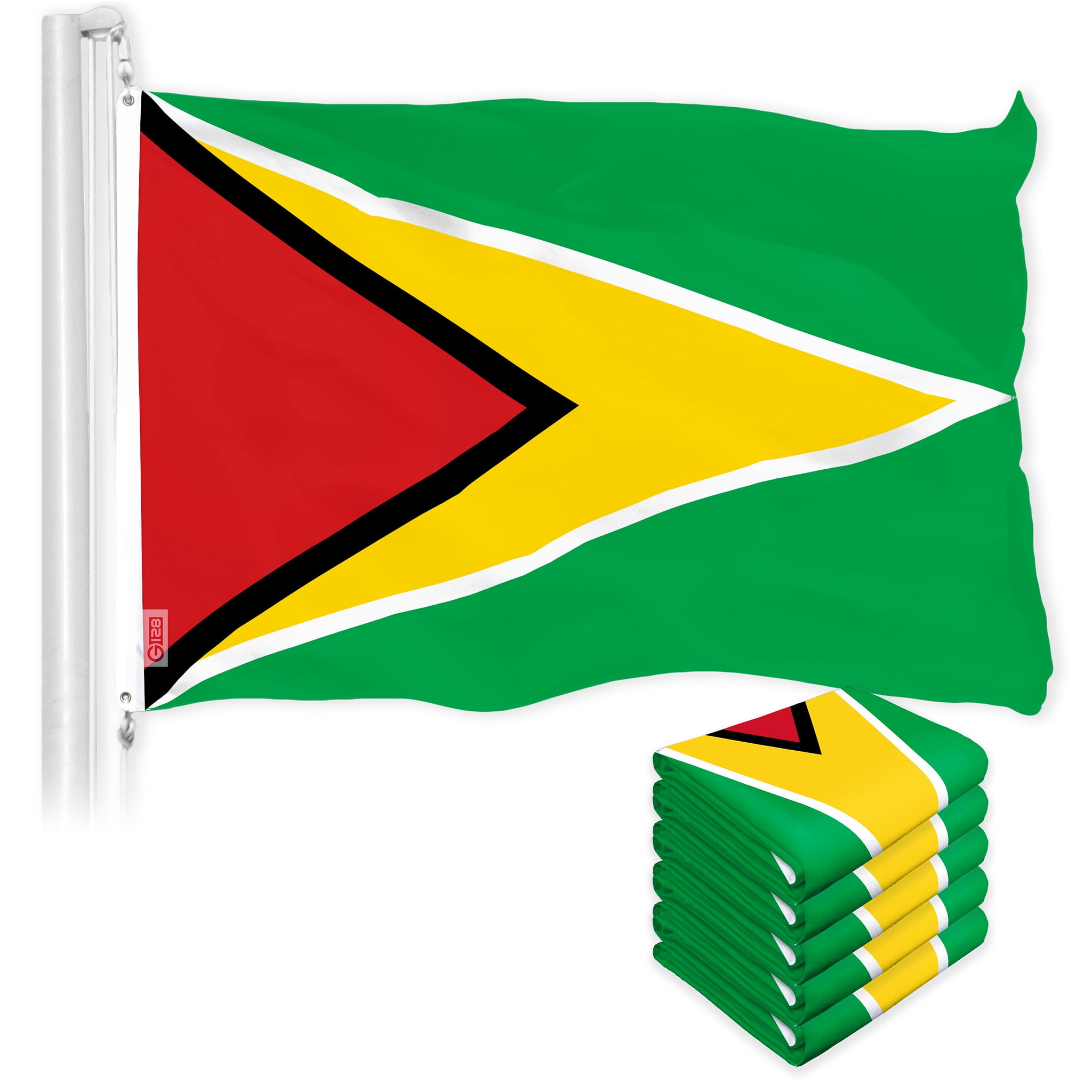 G128 5 Pack: Guyana Guyanese Flag | 3x5 Ft | LiteWeave Pro Series Printed 150D Polyester ...