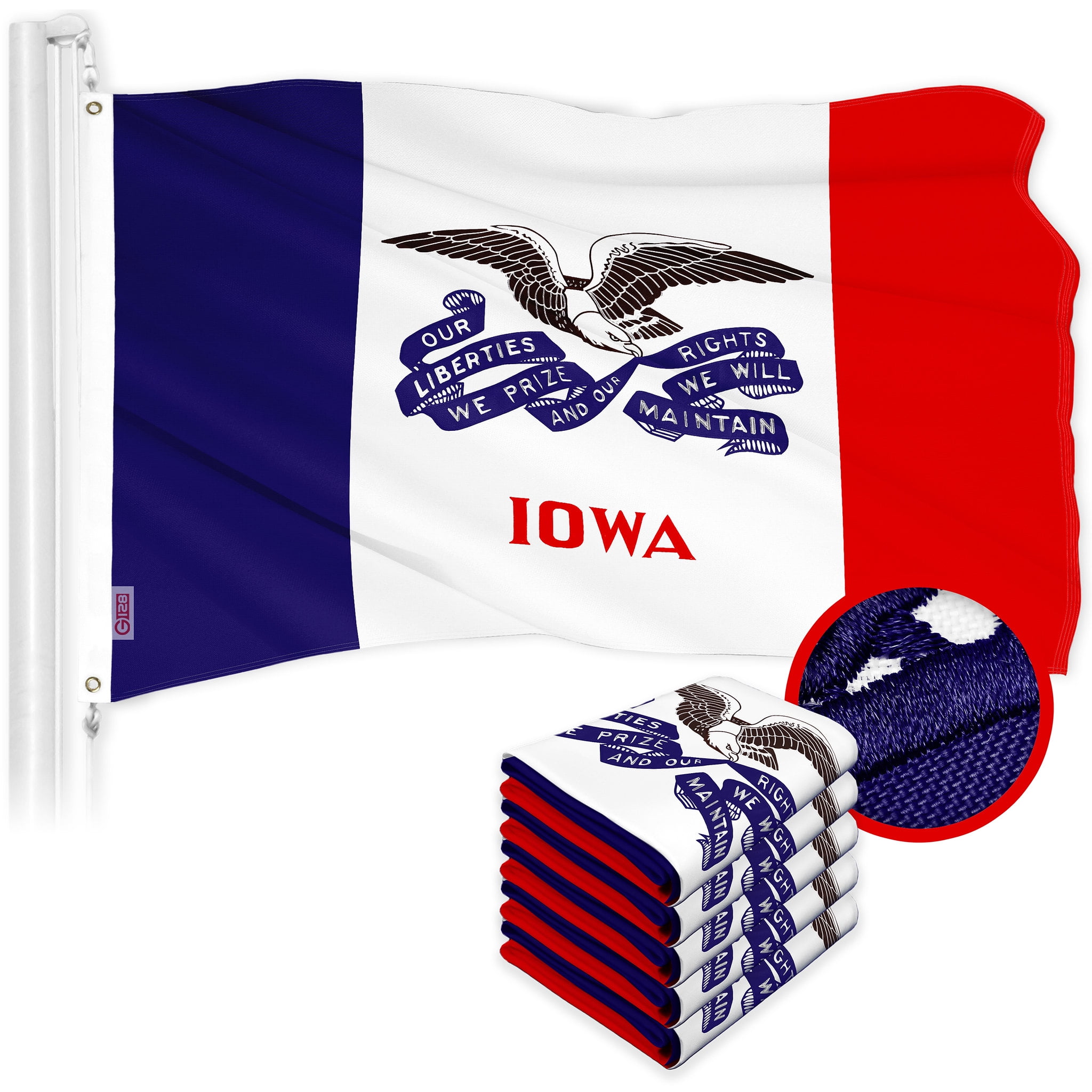 G128 5 Pack: Iowa IA Deluxe State Flag | 3x5 Ft | ToughWeave Series ...