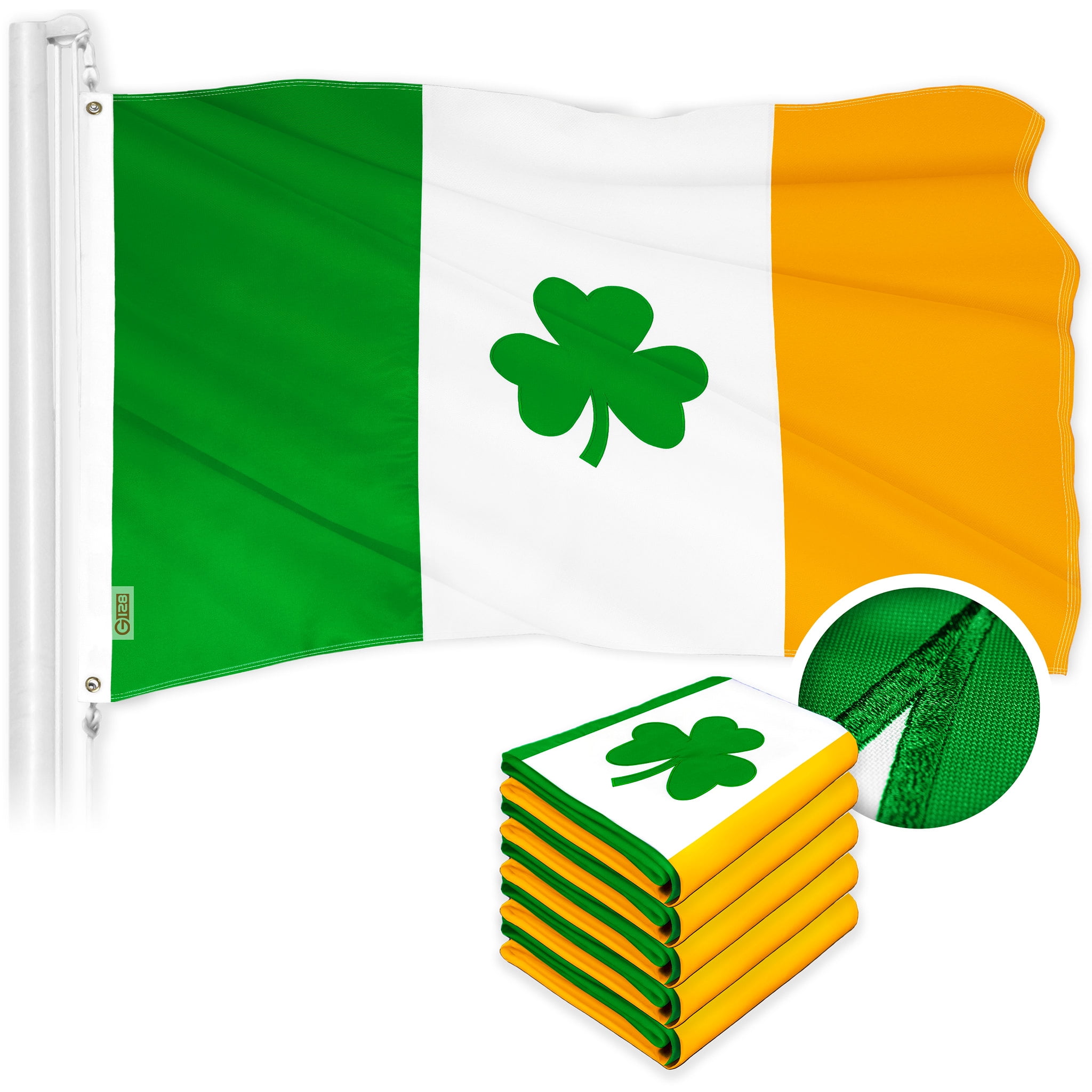 G128 5 Pack: Ireland Irish Shamrock Flag | 2.5x4 Ft | ToughWeave Series ...