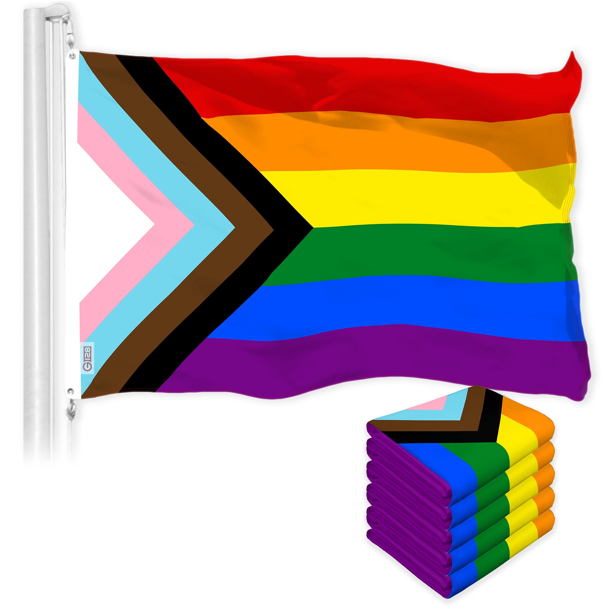 G128 5 Pack: LGBT Progress Rainbow Pride Flag | 3x5 Ft | LiteWeave Pro ...