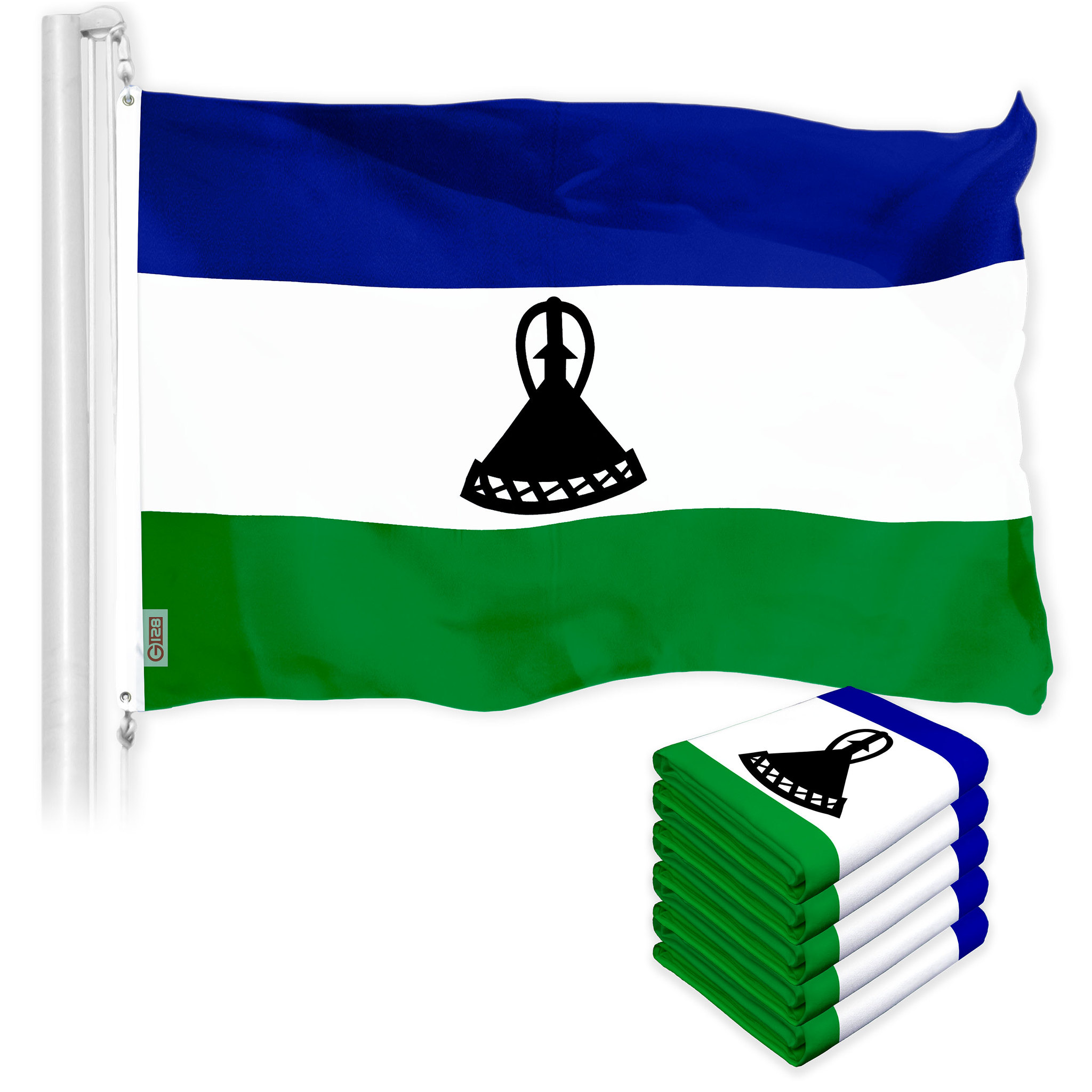 G128 5 Pack: Lesotho Basotho Flag | 3x5 Ft | LiteWeave Pro Series ...