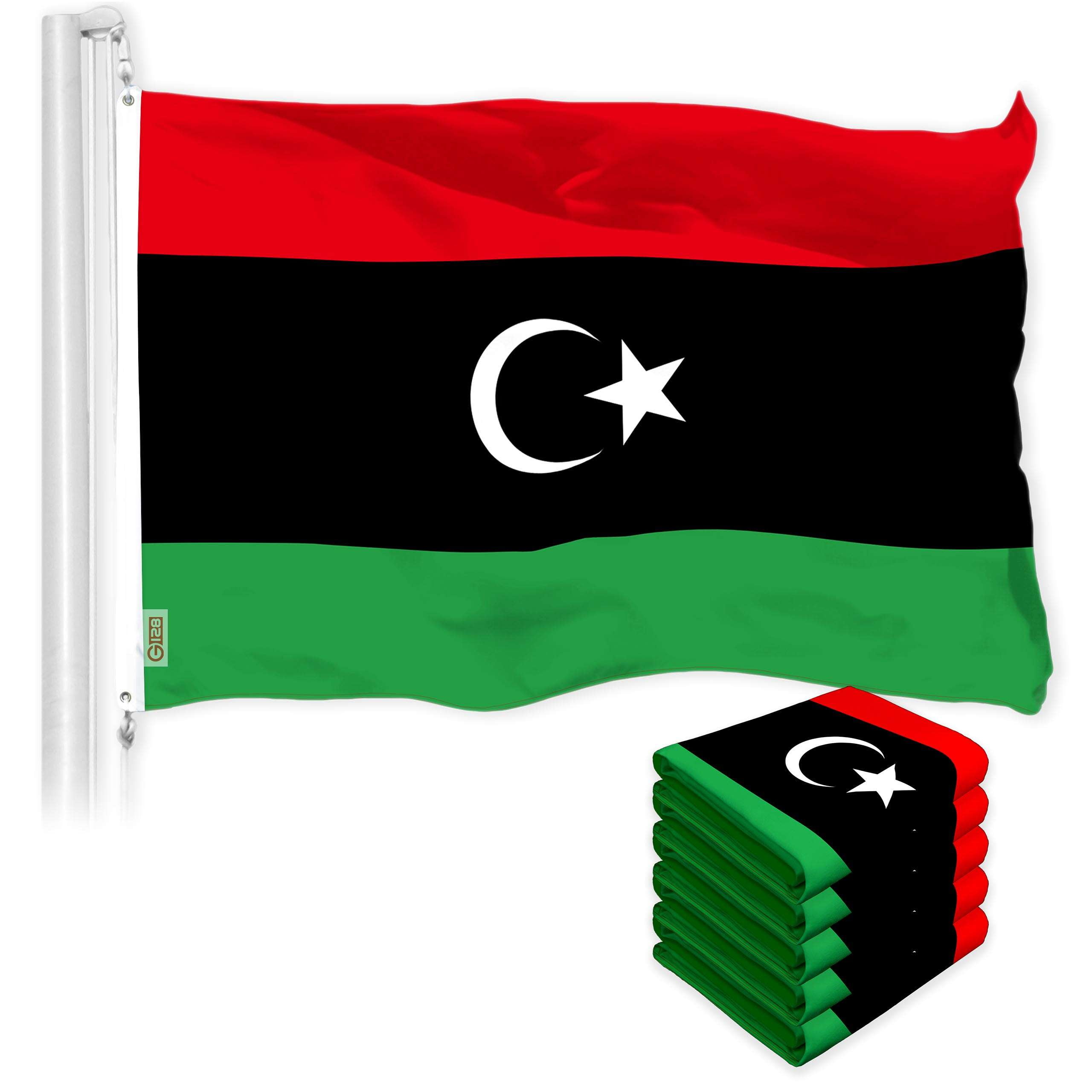 G128 5 Pack: Libya Libyan Flag | 3x5 Ft | LiteWeave Pro Series Printed ...