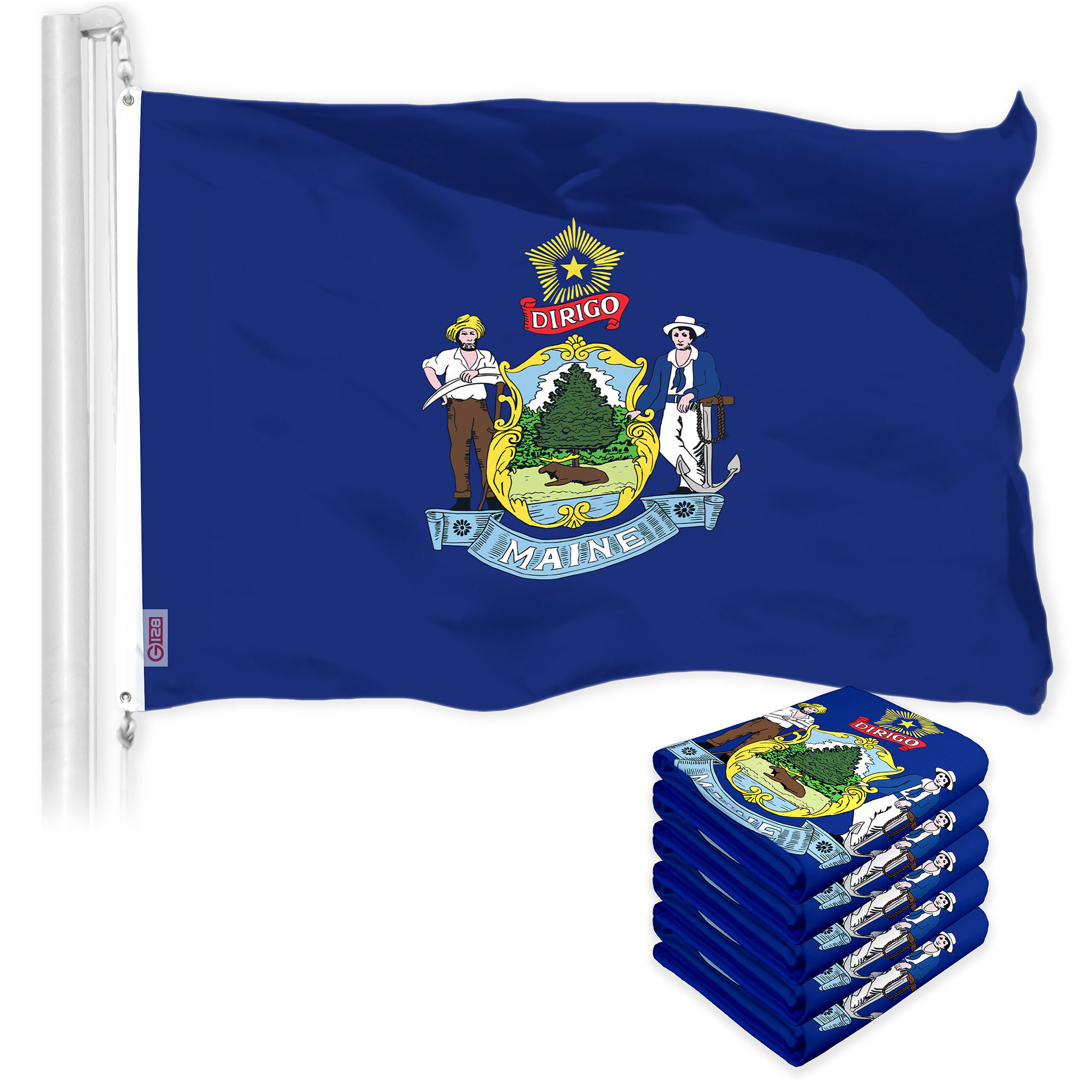 G128 5 Pack: Maine ME State Flag | 3x5 Ft | LiteWeave Pro Series ...