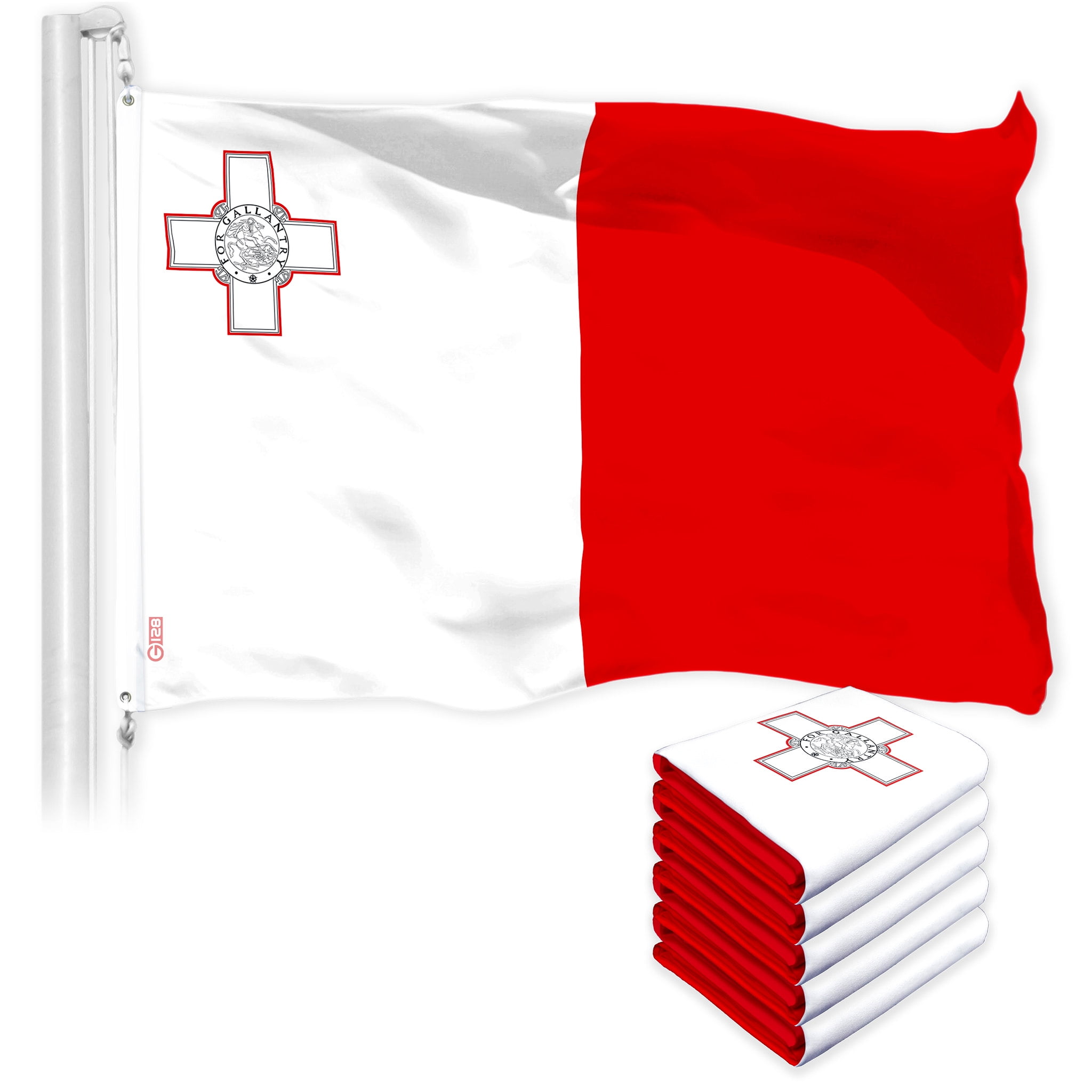 G128 5 Pack: Malta Maltese Flag | 3x5 Ft | LiteWeave Pro Series Printed ...