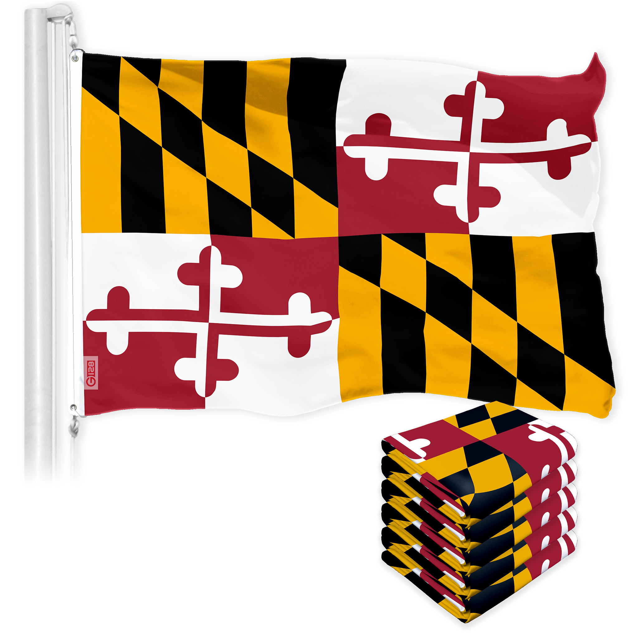 G128 5 Pack: Maryland MD State Flag | 3x5 Ft | LiteWeave Pro Series ...