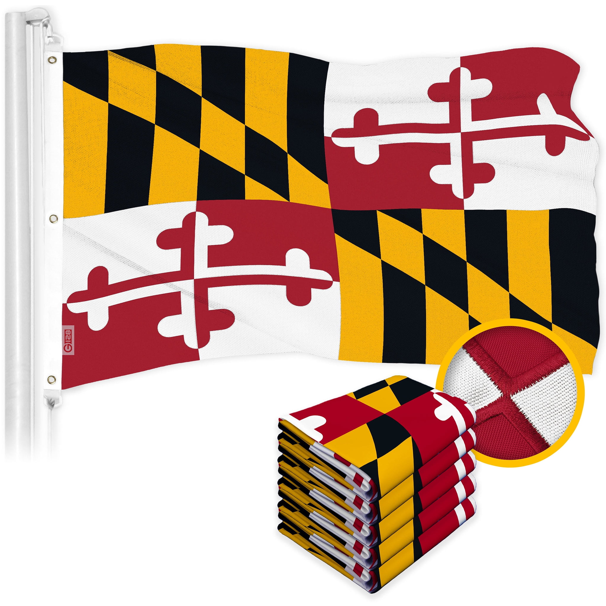 G128 5 Pack: Maryland MD State Flag | 5x8 Ft | ToughWeave Series ...