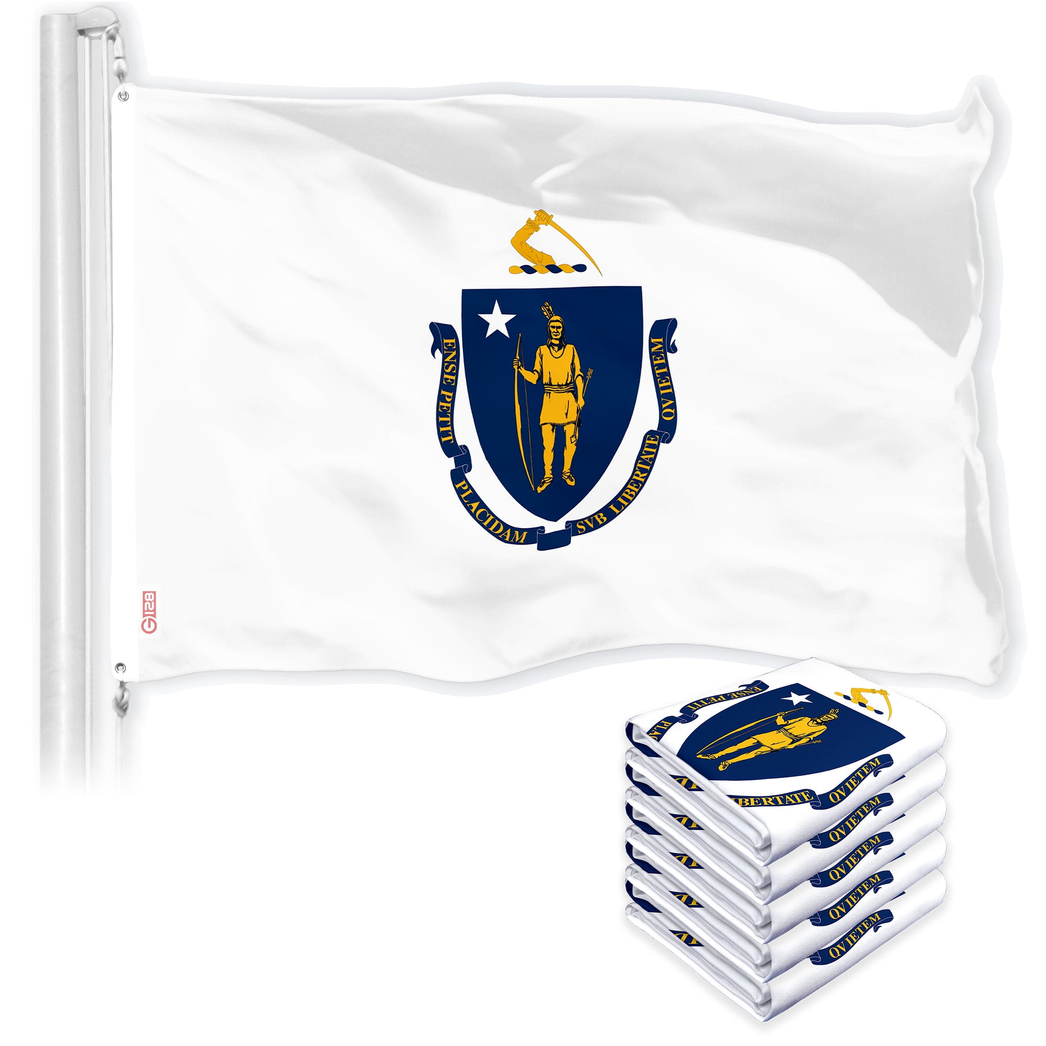 G128 5 Pack: Massachusetts MA State Flag | 3x5 Ft | LiteWeave Pro ...