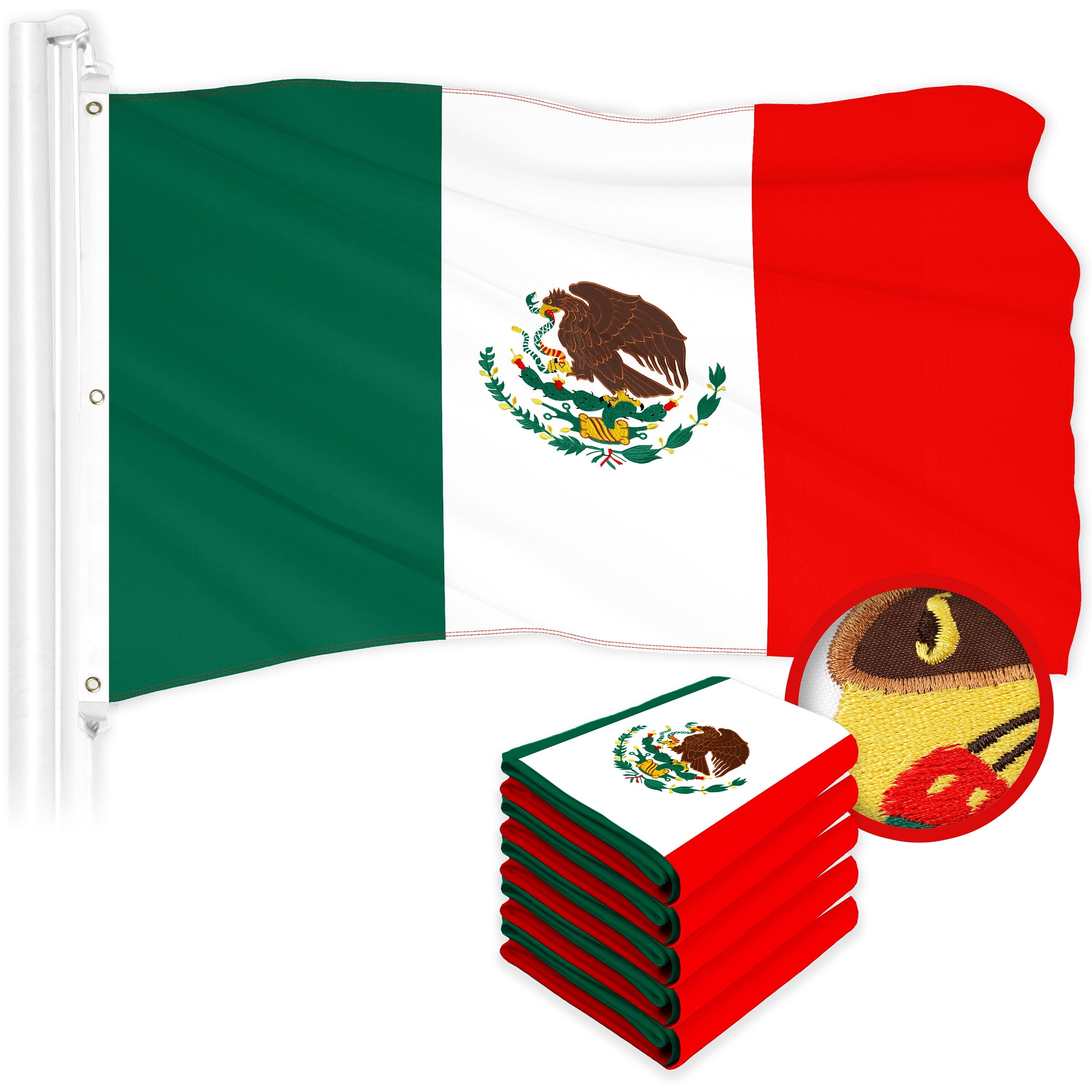 G128 5 Pack: Mexico Mexican Flag | 6x10 Ft | ToughWeave Series ...
