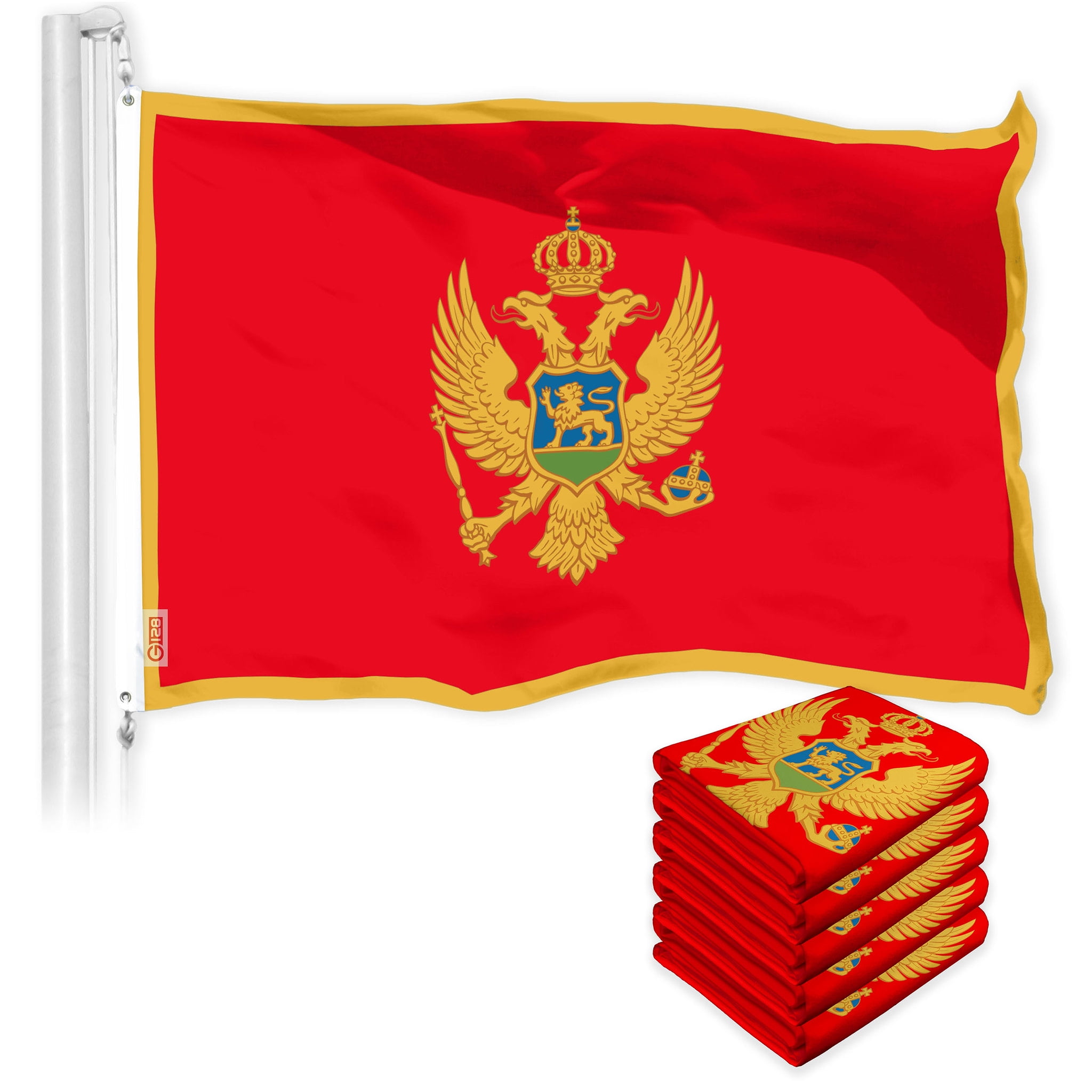 G128 5 Pack: Montenegro Montenegrin Flag | 3x5 Ft | LiteWeave Pro ...