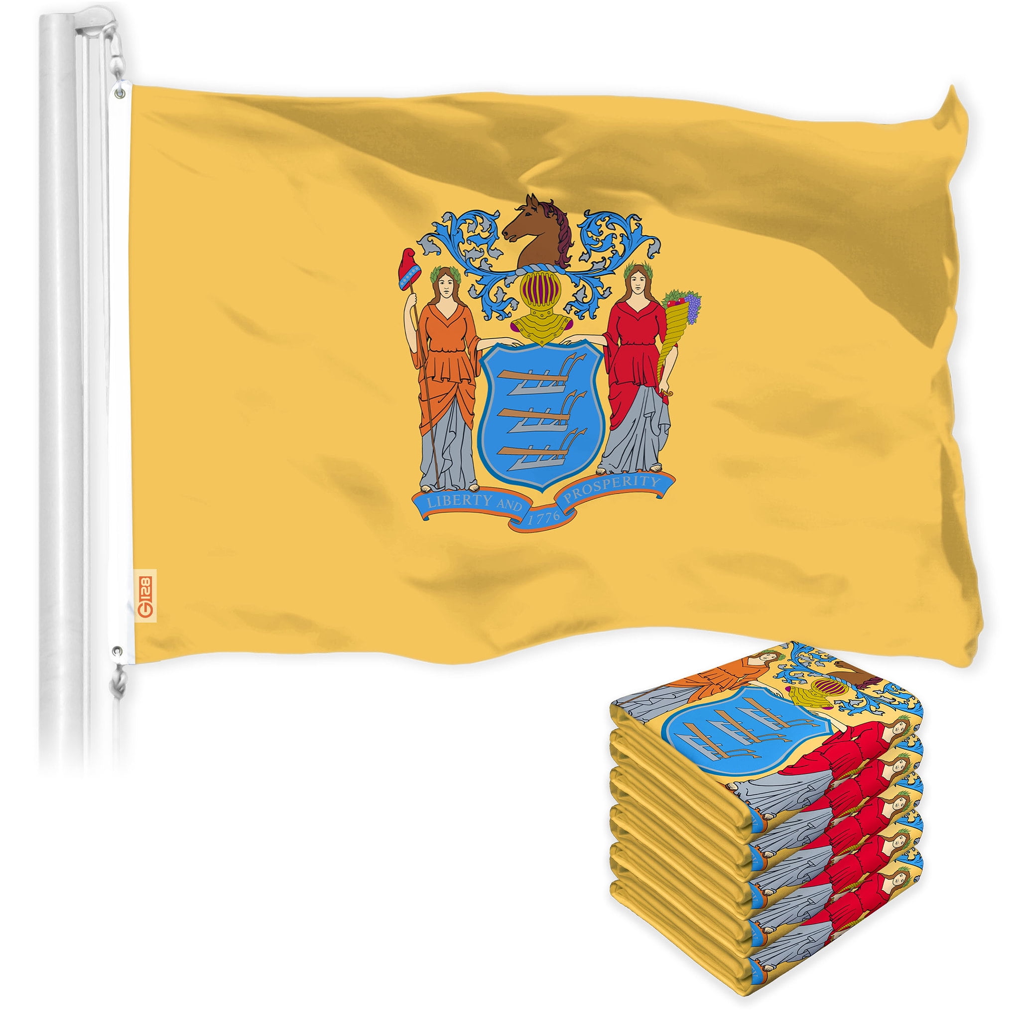 G128 5 Pack: New Jersey NJ State Flag | 3x5 Ft | LiteWeave Pro Series ...