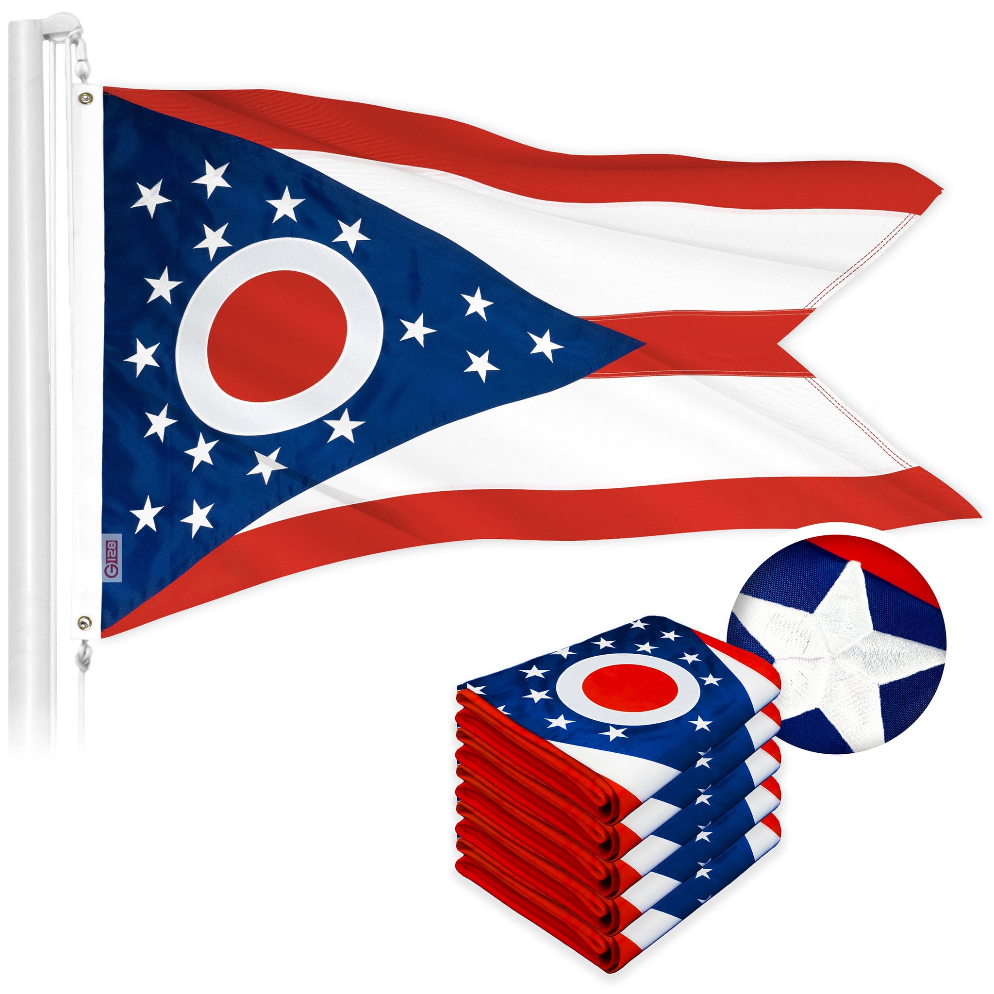 G128 5 Pack: Ohio OH State Flag | 1x1.5 Ft | ToughWeave Series ...
