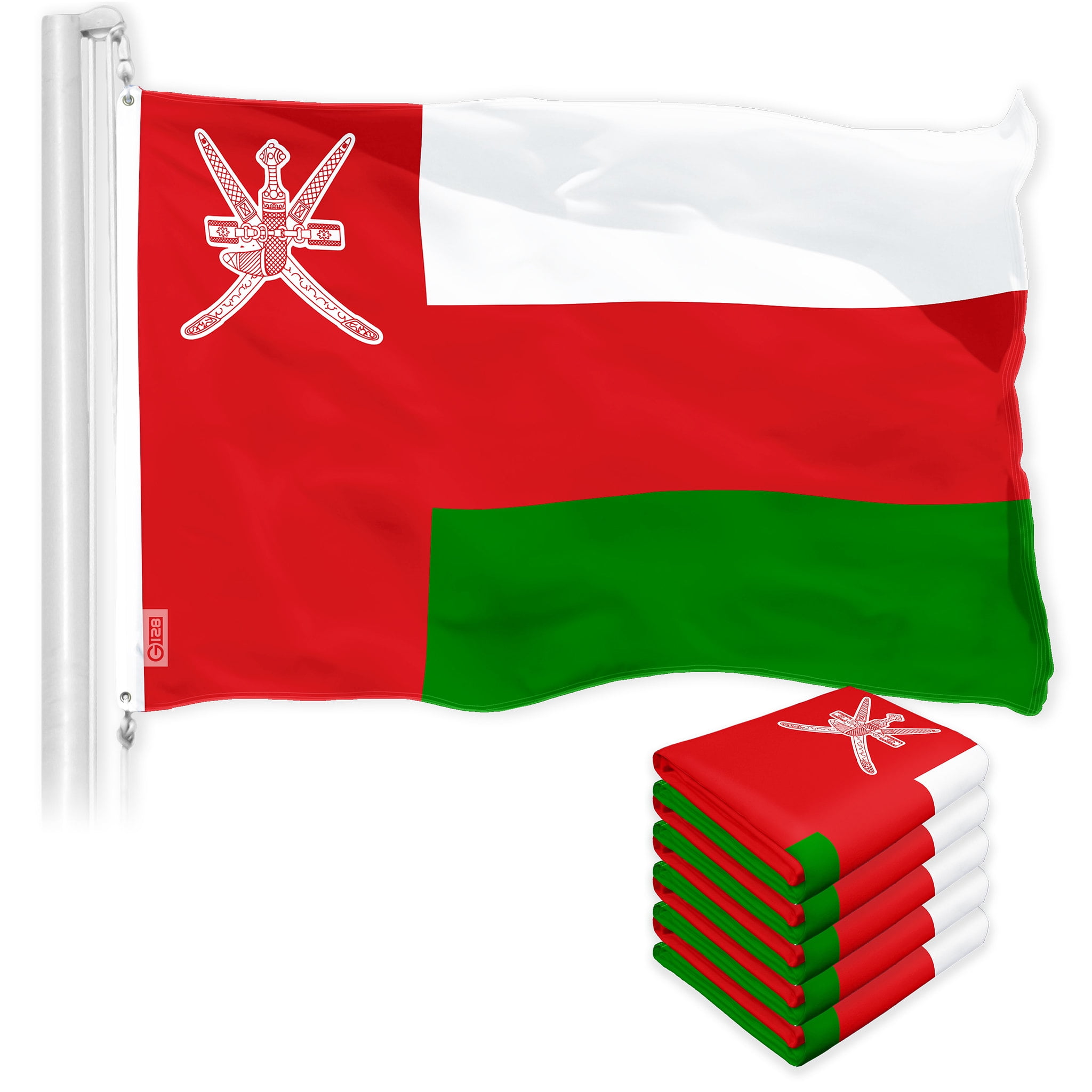 G128 5 Pack: Oman Omani Flag | 3x5 Ft | LiteWeave Pro Series Printed ...
