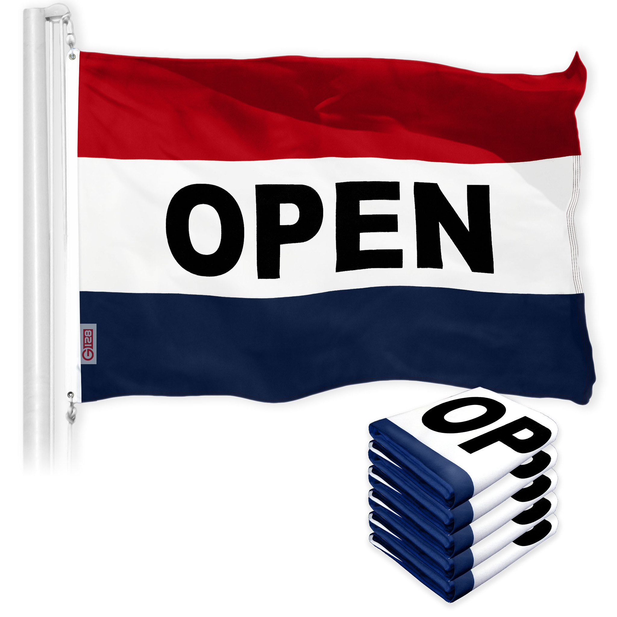 G128 5 Pack: Open Flag | 4x6 Ft | LiteWeave Pro Series Printed 150D ...