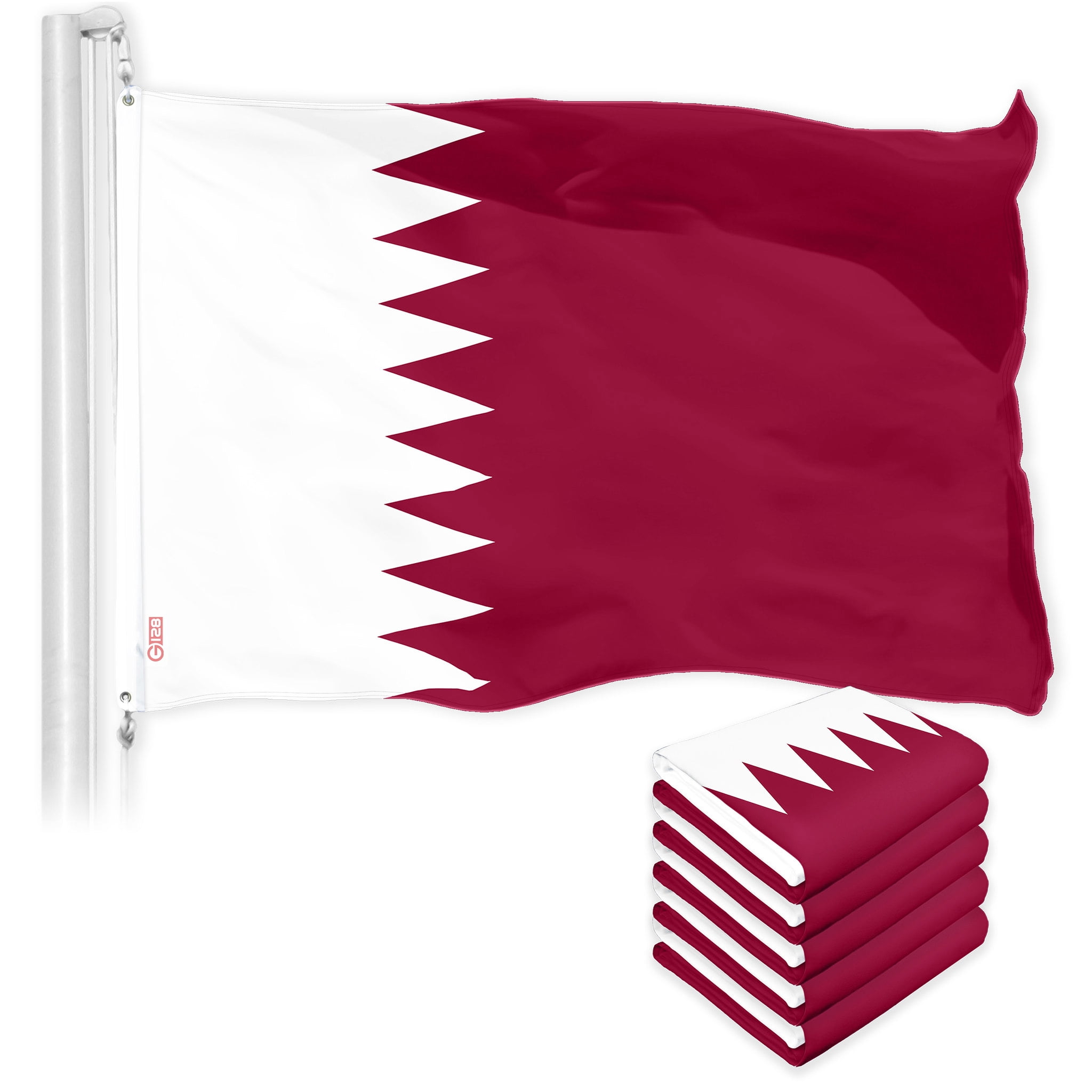 G128 5 Pack: Qatar Qatari Flag | 3x5 Ft | LiteWeave Pro Series Printed ...