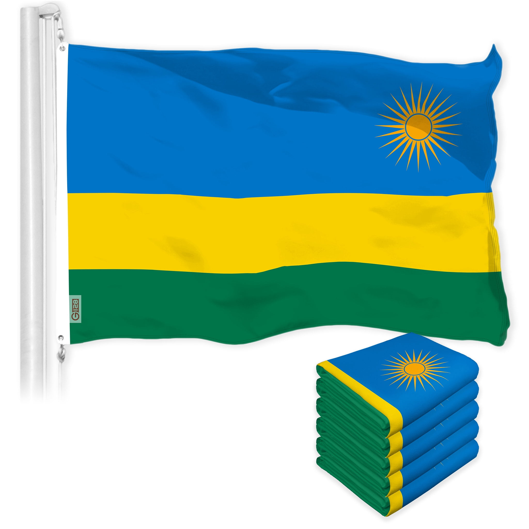 G128 5 Pack: Rwanda Rwandan Flag | 3x5 Ft | LiteWeave Pro Series ...