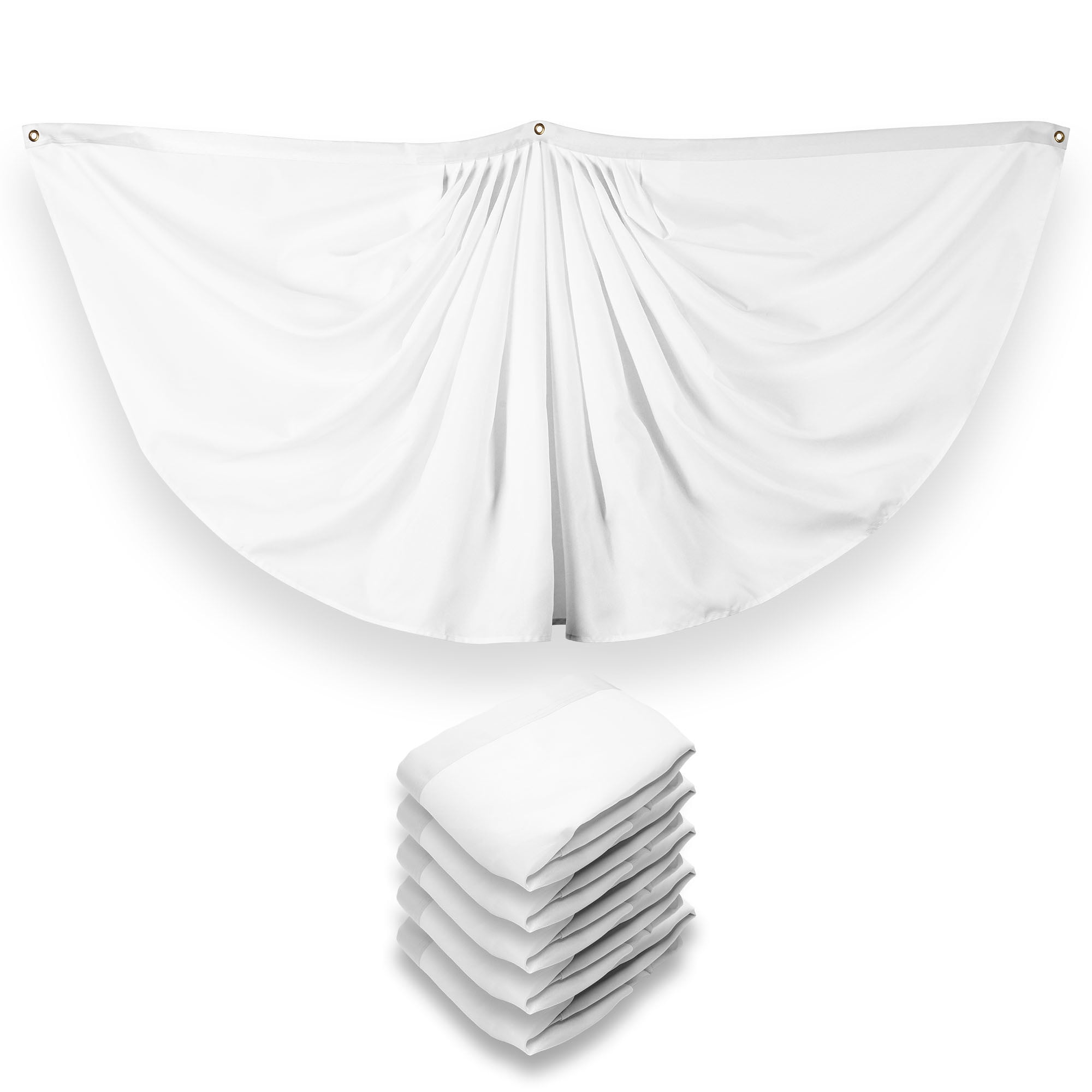 G128 5 Pack: Solid White Color Pleated Fan Flag | 3x6 Ft | Printed 150D ...